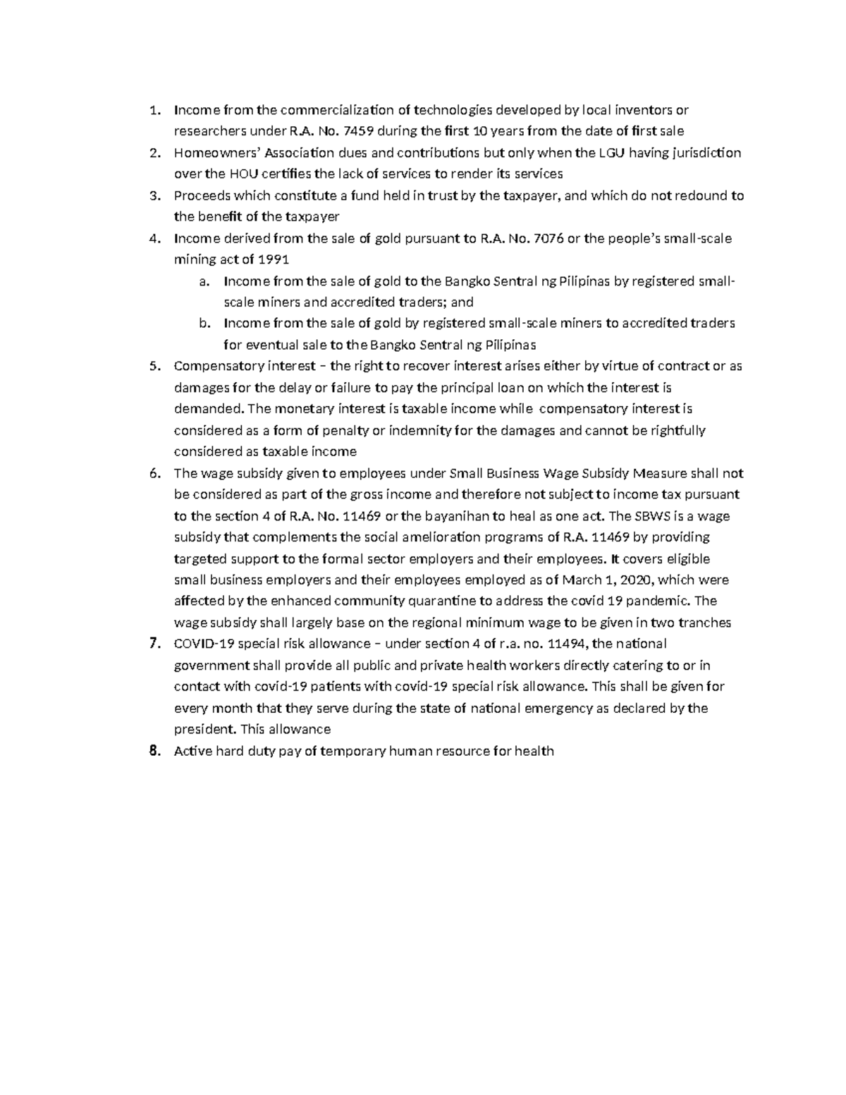 Income from the commercialization of technologies developed by local ...