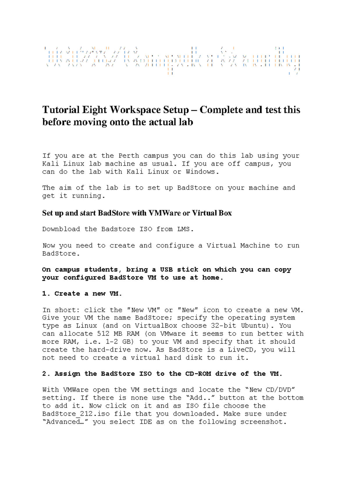 Tutorial 8 Setup - Tutorial Eight Workspace Setup – Complete and test ...