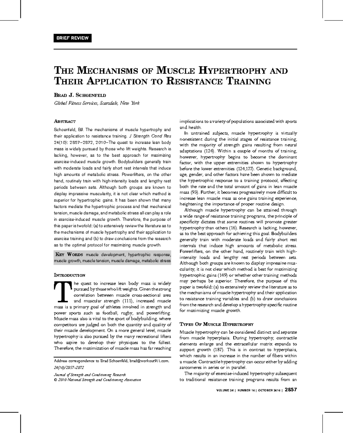 THE Mechanisms OF Muscle Hypertrophy AND - THE MECHANISMS OF MUSCLE ...