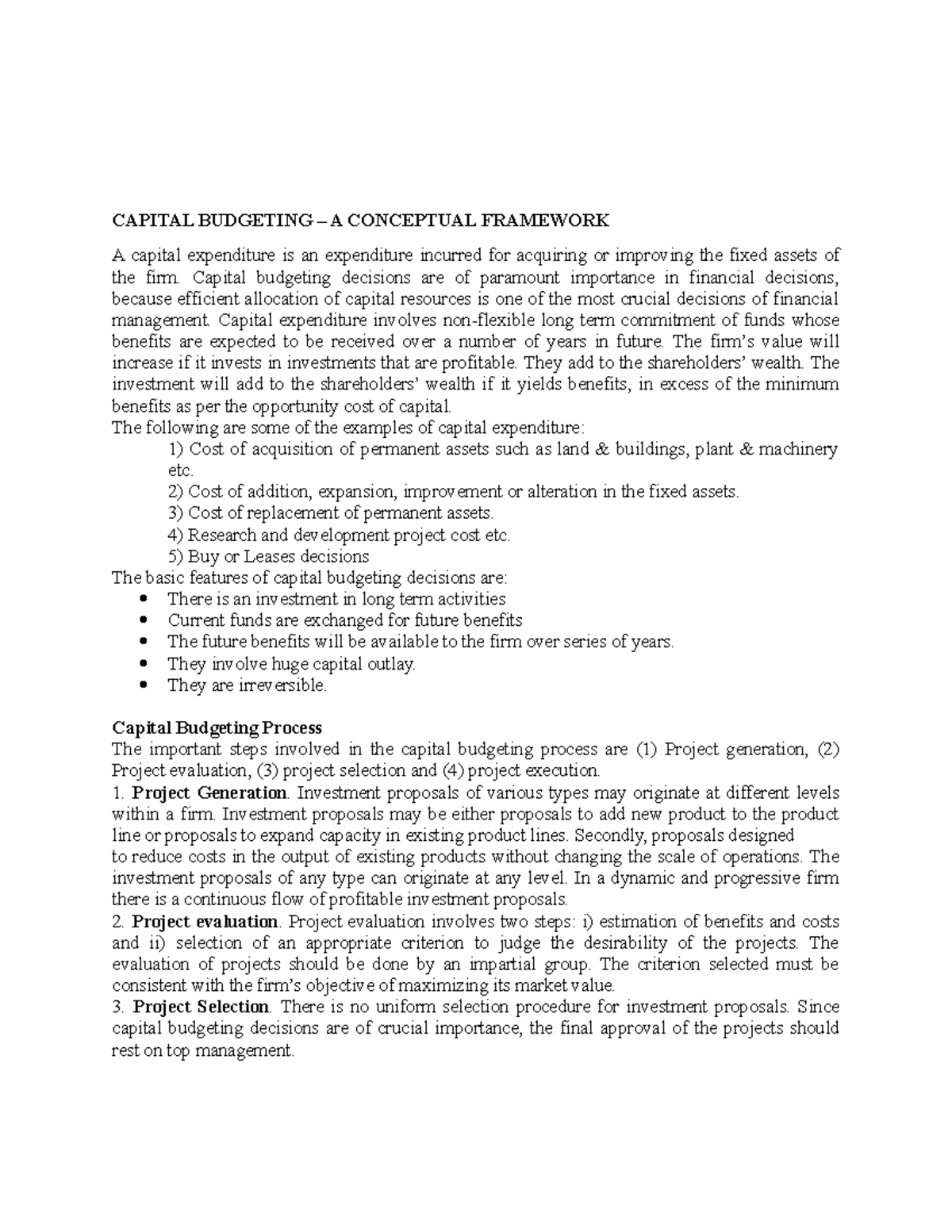 Financial Management - Capital Budgeting - CAPITAL BUDGETING – A ...