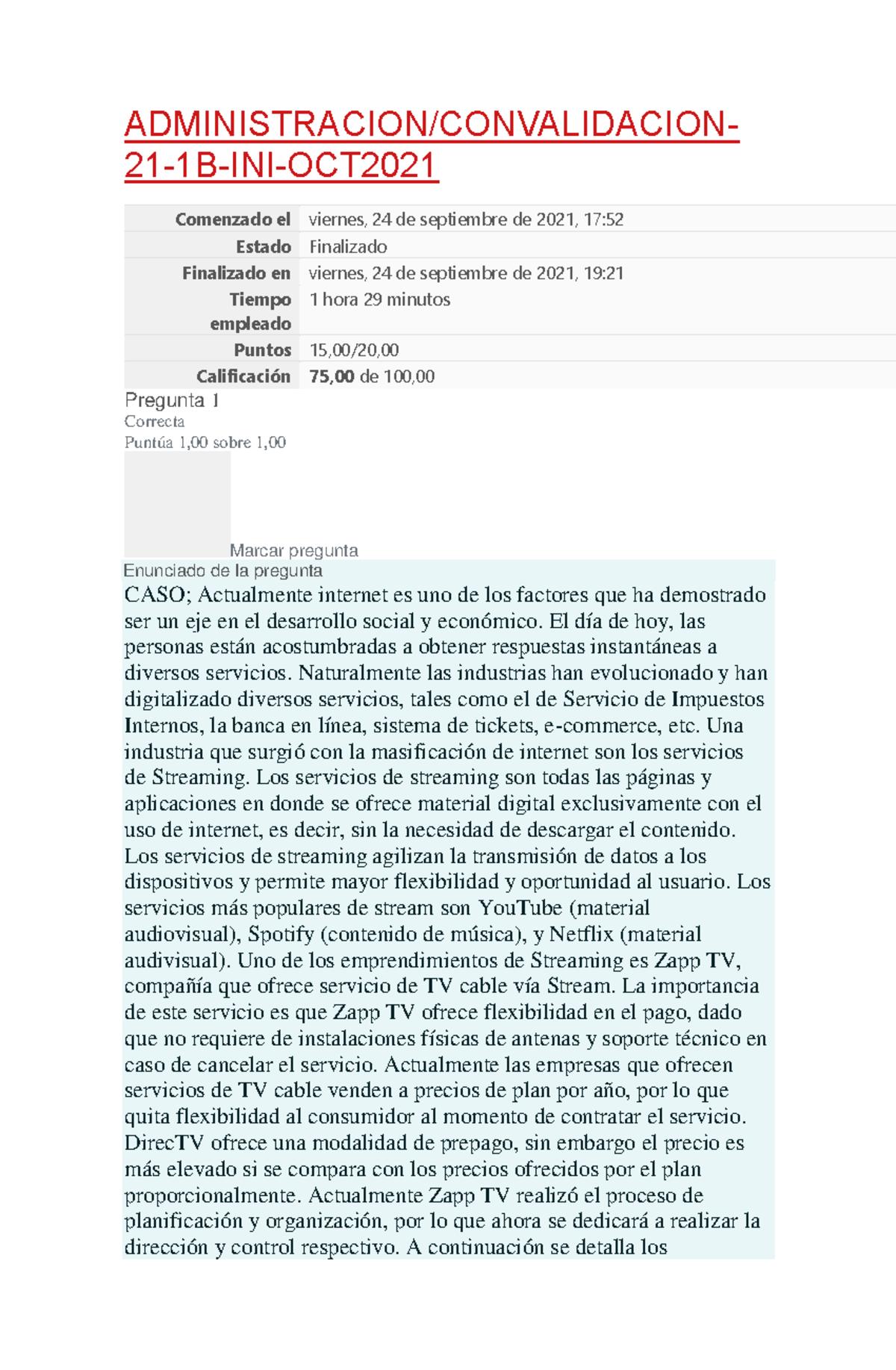 Convalidacion Administracion - ADMINISTRACION/CONVALIDACION- 21 - 1B-INI-OCT Comenzado el ...