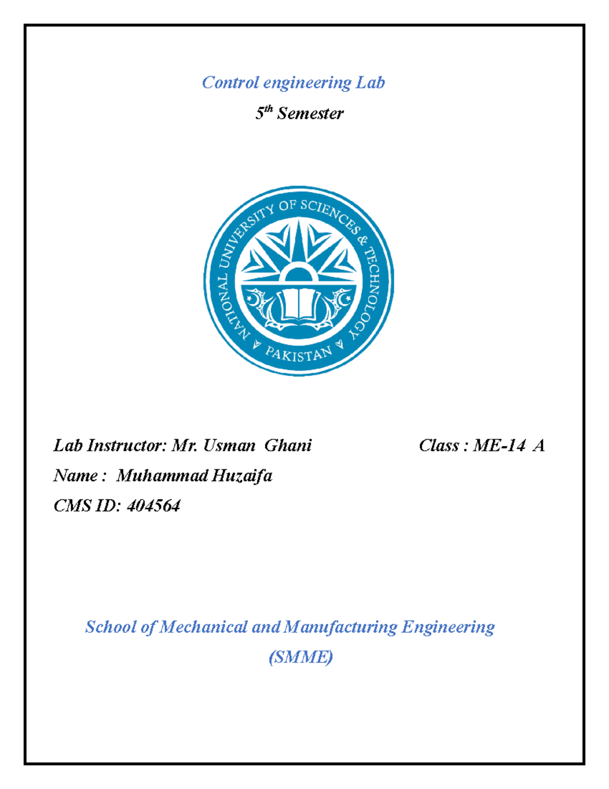 Control 3 - Control engineering Lab 5 th Semester Lab Instructor: Mr ...