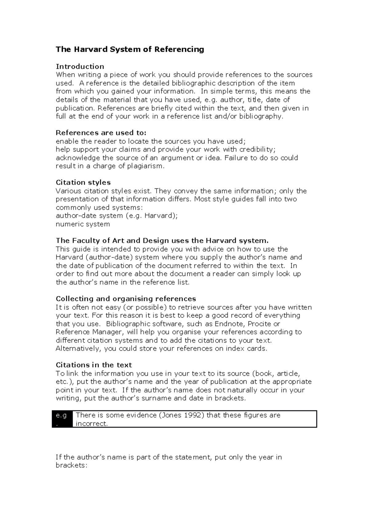 The Harvard System of Referencing - The Harvard System of Referencing ...