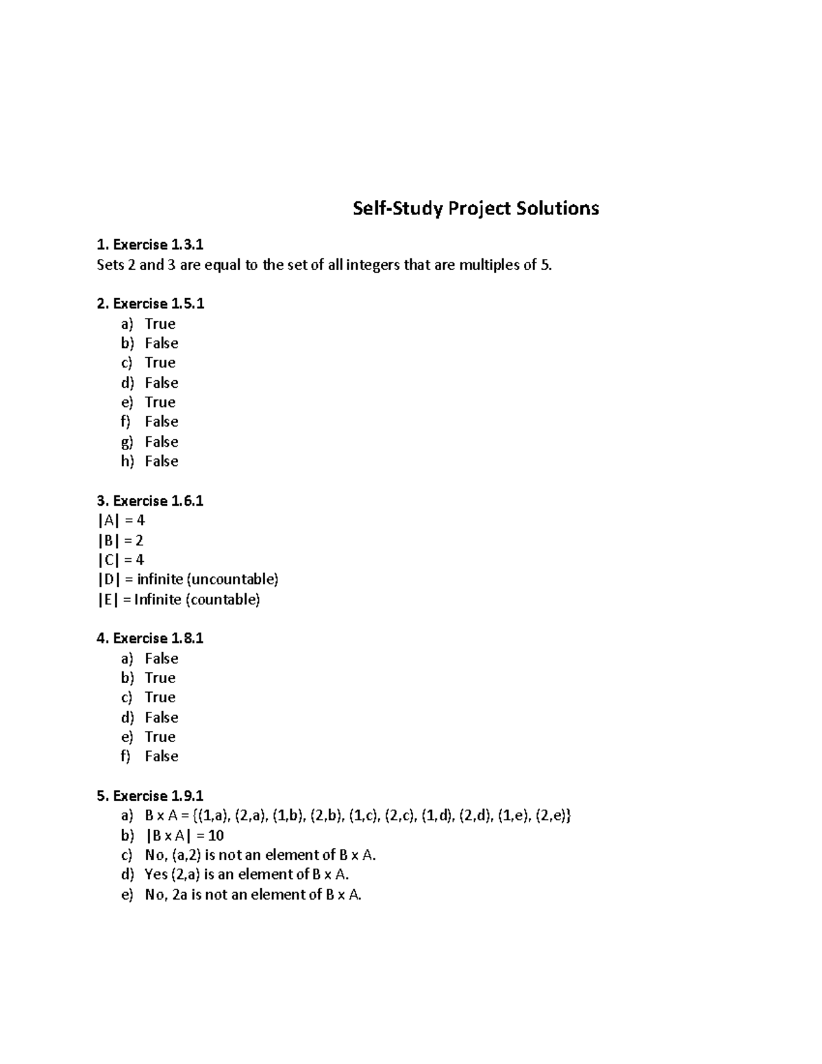 Self-Study Project Solutions - Self-Study Project Solutions Exercise 1 ...