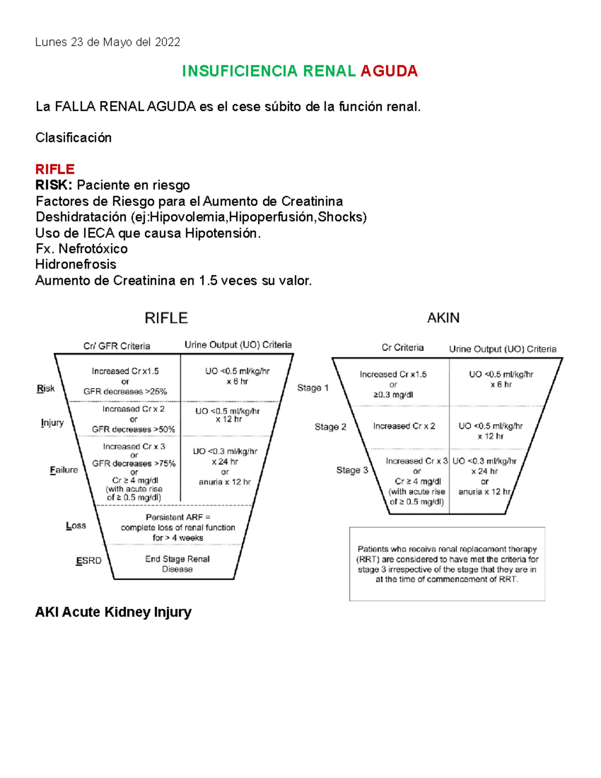 Insuficiencia Renal Aguda: Repaso y Datos curiosos - INSUFICIENCIA ...