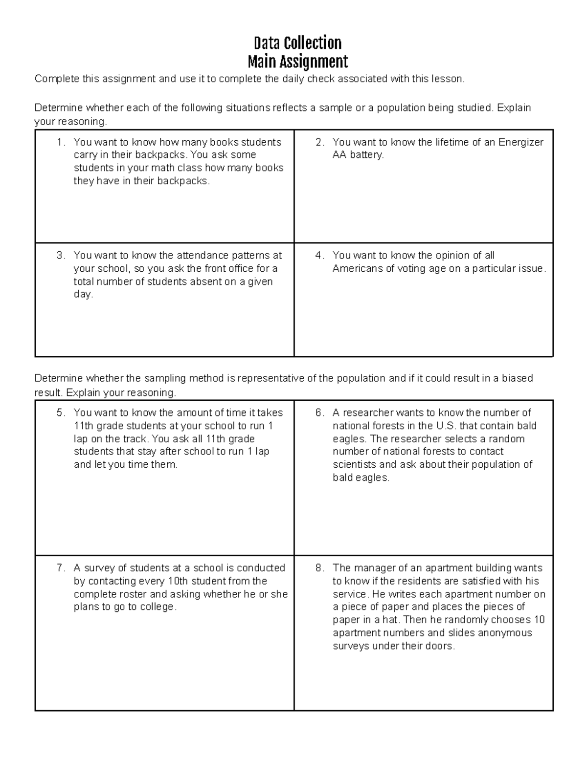 Data Collection Main Assignment - Data Collection Main Assignment Complete this assignment and ...