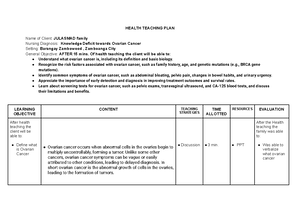 Health teaching plan format - HEALTH TEACHING PLAN Expanded program for ...