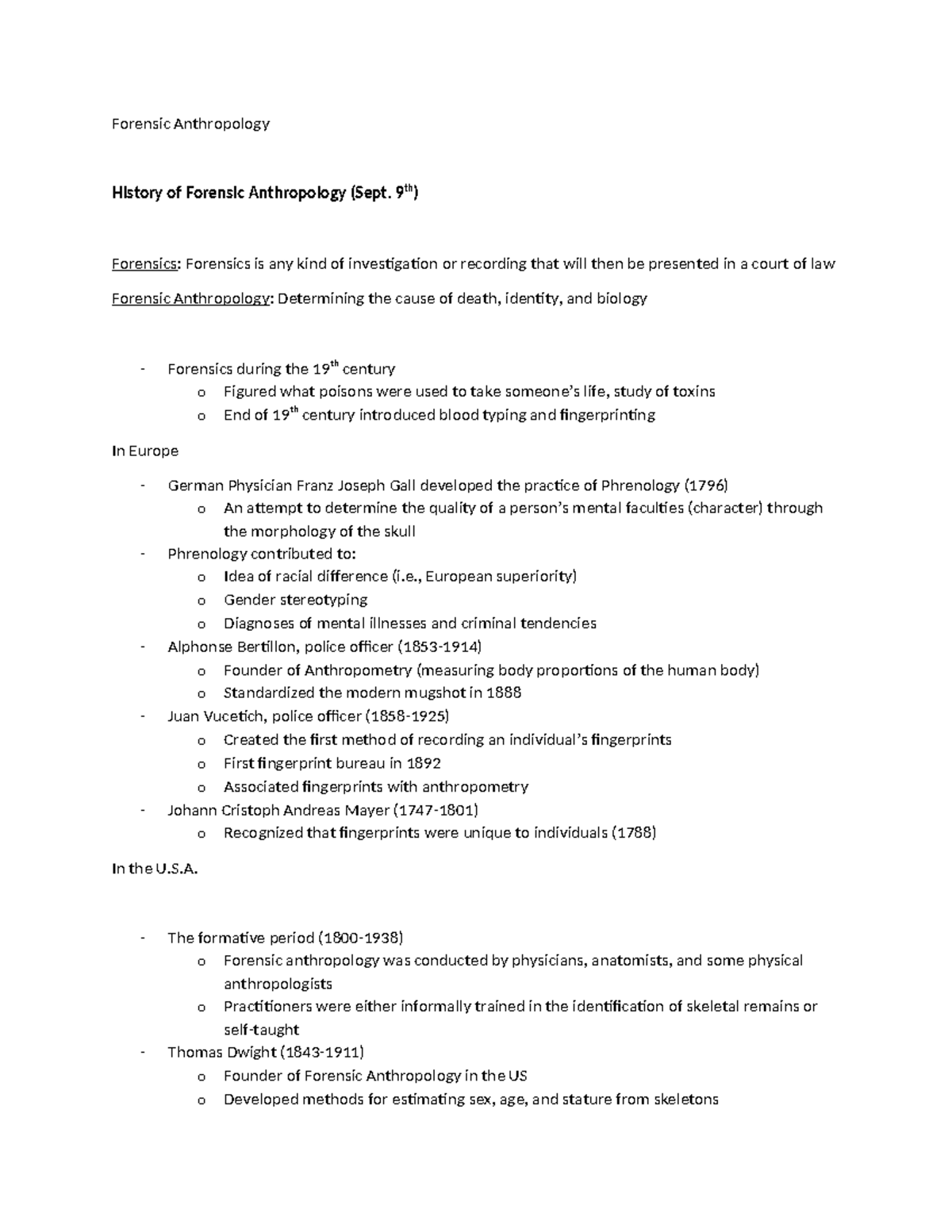 Forensic Anthropology overview - Forensic Anthropology History of ...