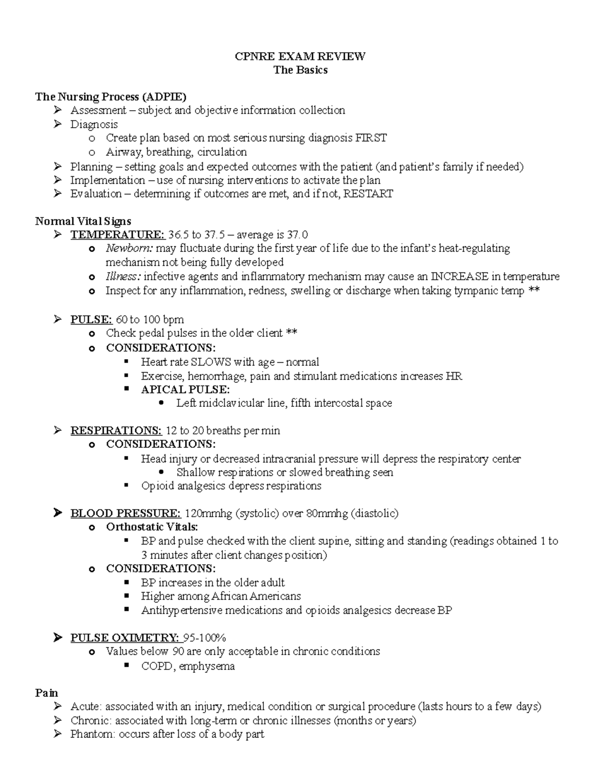 The Basics - Cpnre Review - CPNRE EXAM REVIEW The Basics The Nursing ...