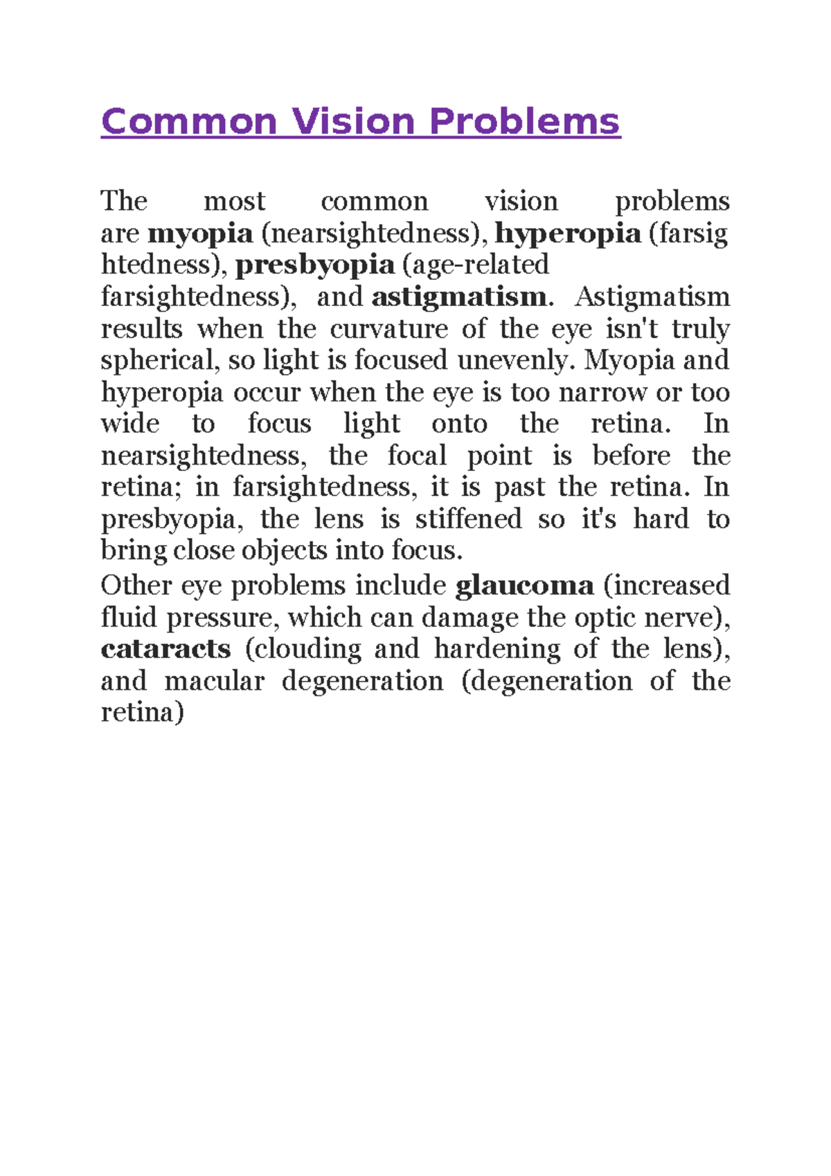Eye 4 - Lecture note is about the Structures and Functioning of Eye and ...