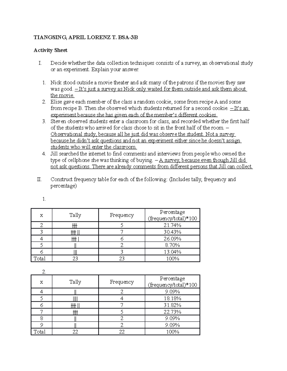 Stats - Stat problems - TIANGSING, APRIL LORENZ T. BSA-3B Activity ...