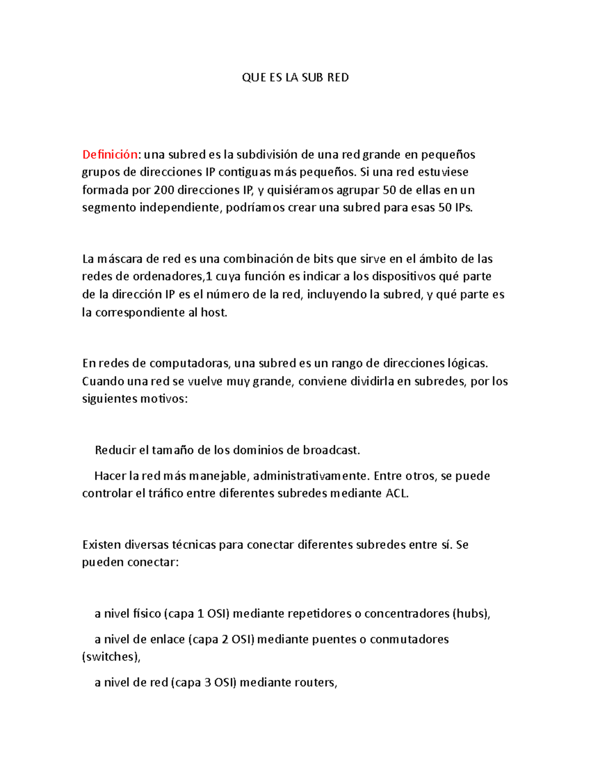 QUE ES LA SUB RED - qu es una sub red - QUE ES LA SUB RED Definición ...