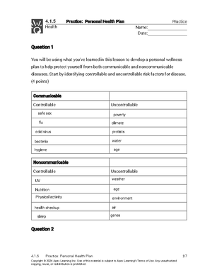 HBS Unit1 Cohort Patient Chart - Unit 1 Cohort Patient Chart Physical ...