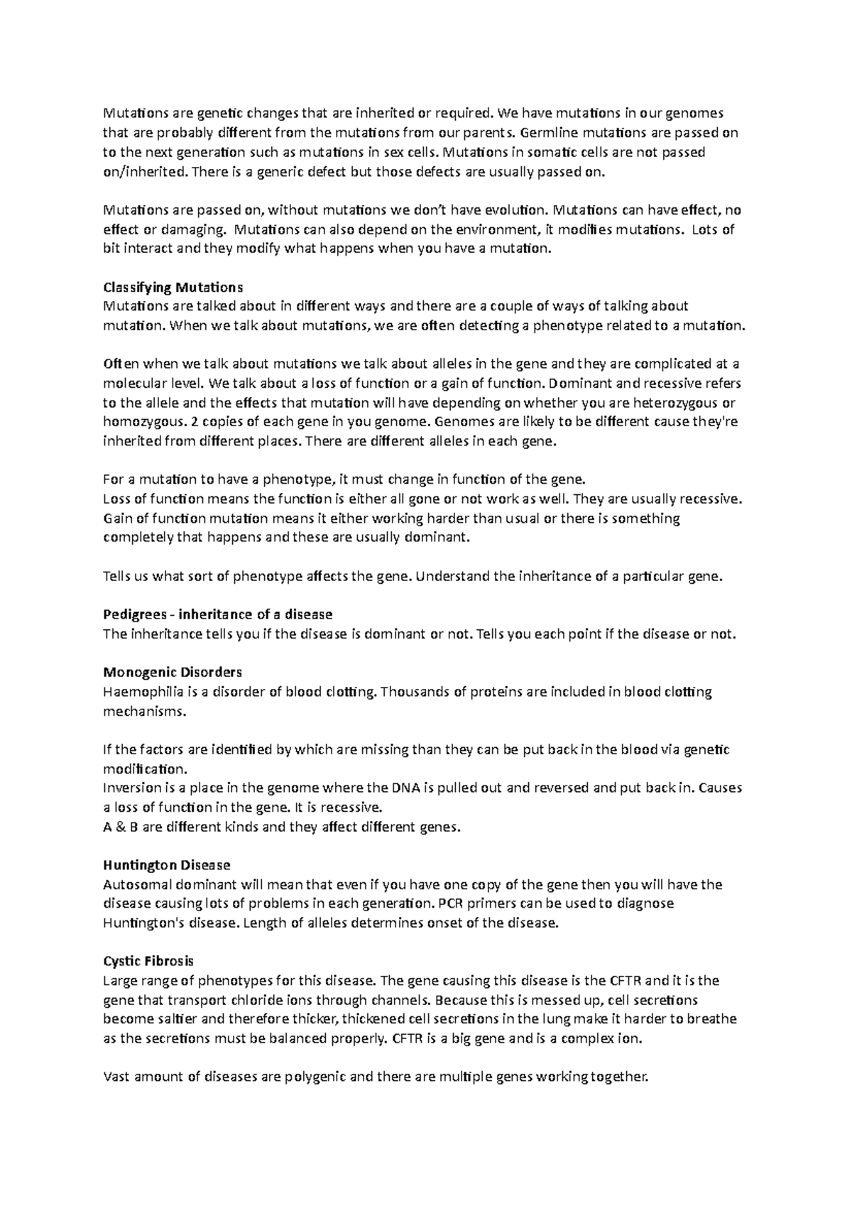 Lecture 24 - Human Genome & Disease - Mutations are genetic changes ...