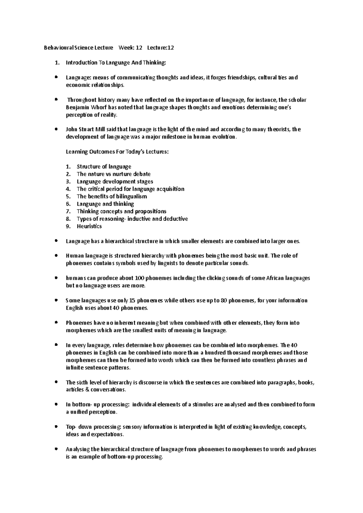 Behavioural Science Lecture Week 2020 - Introduction To Language And ...