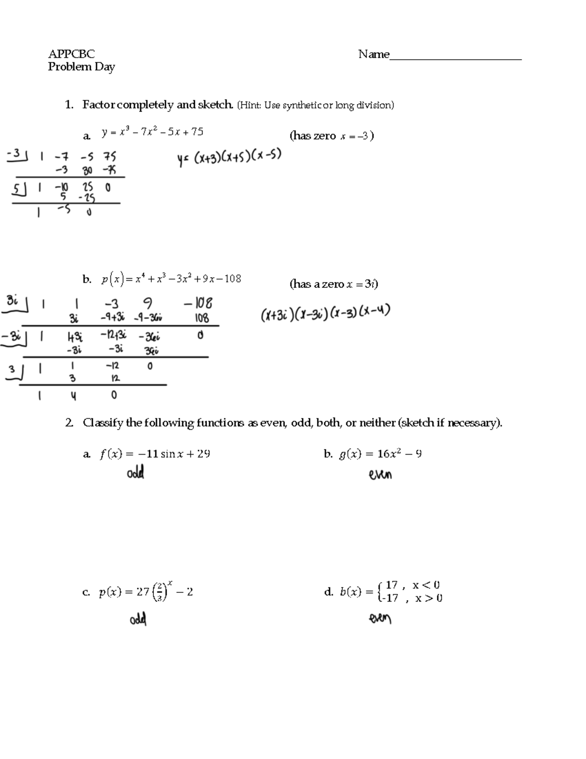 9-6 Problem Day Handout - APPCBC Name_______________________ Problem ...
