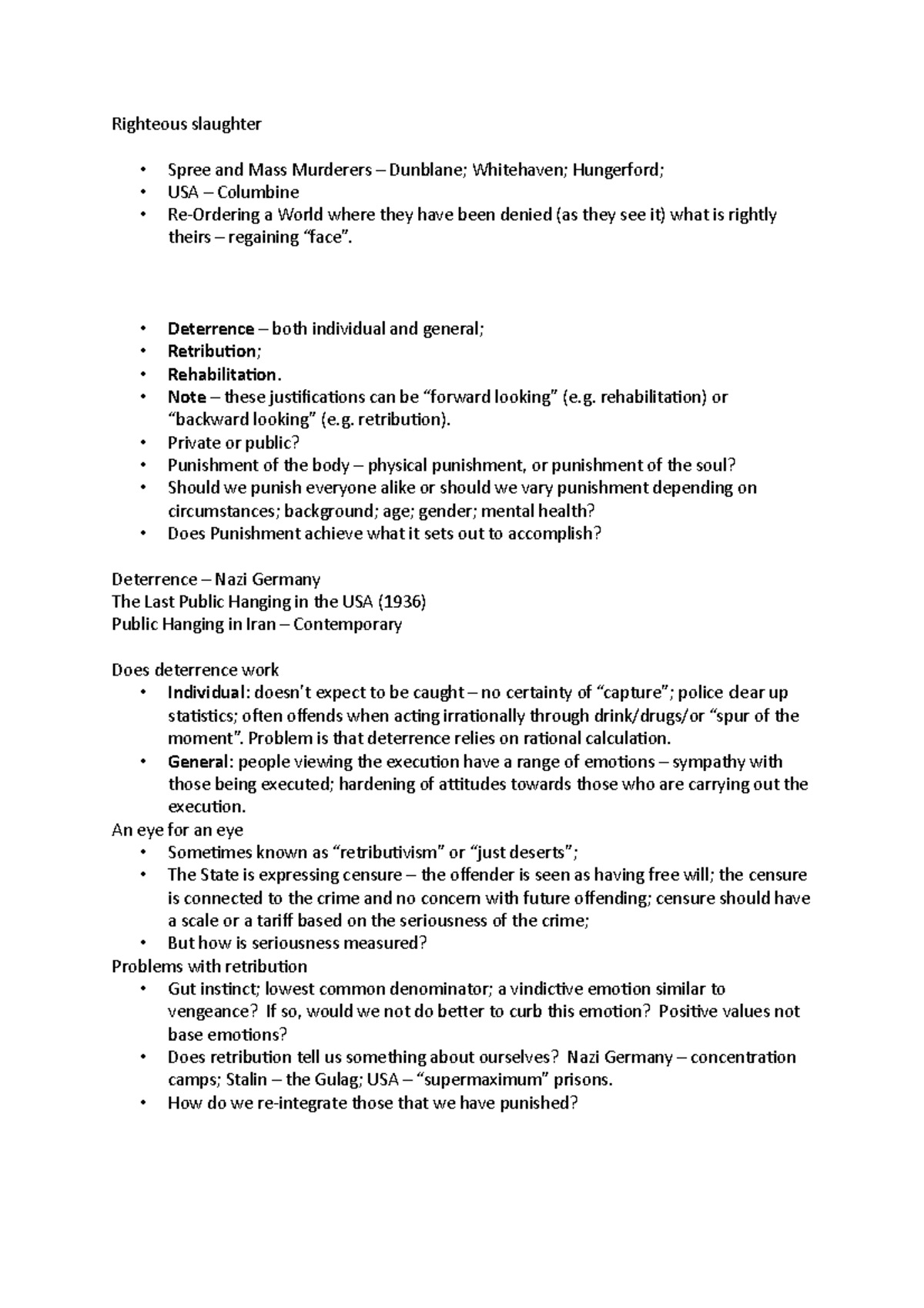 Righteous slaughter - Notes - Righteous slaughter Spree and Mass ...