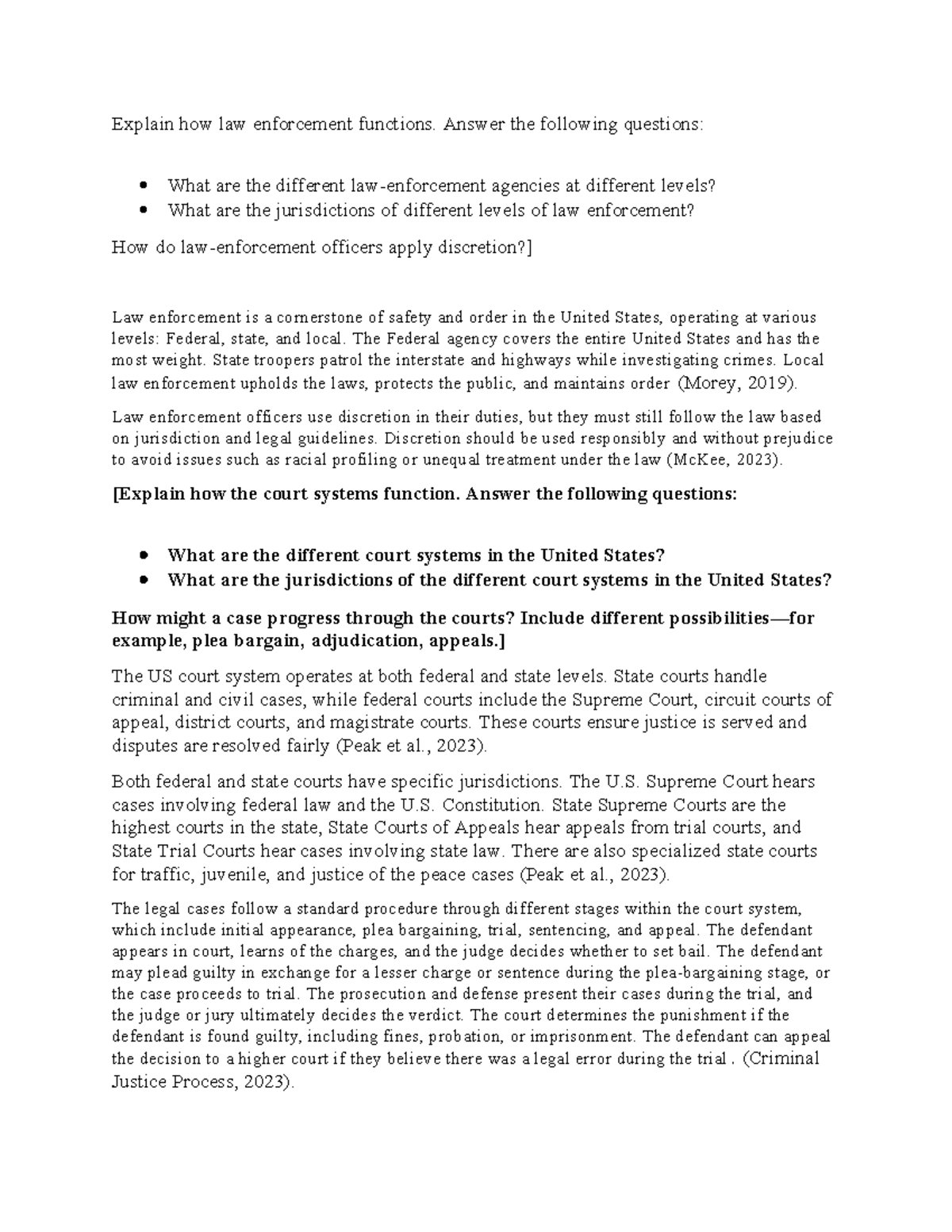 Project Two Draft - Explain how law enforcement functions. Answer the ...