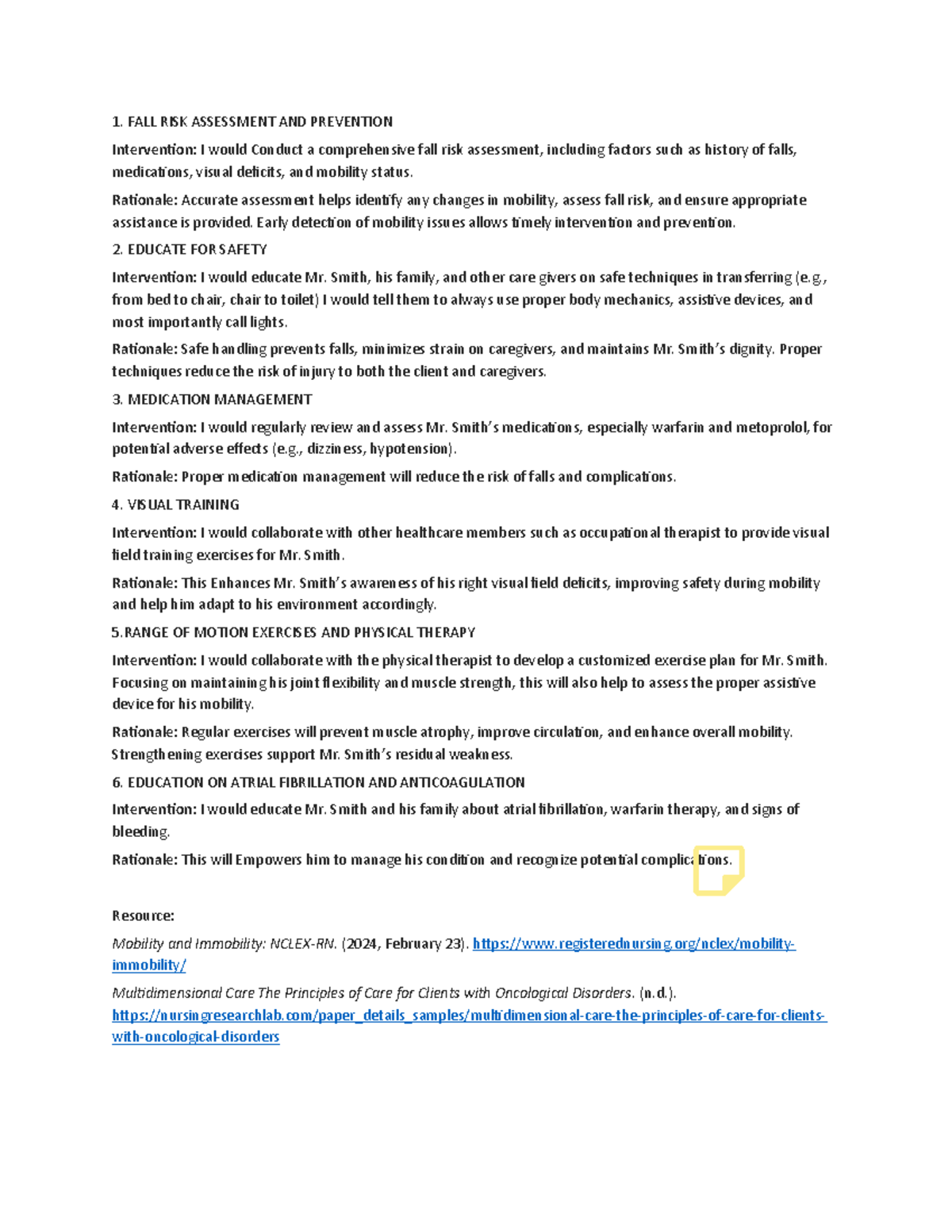 ACumbess Module 03Assignment–Interventions To Promote An Environment Of ...