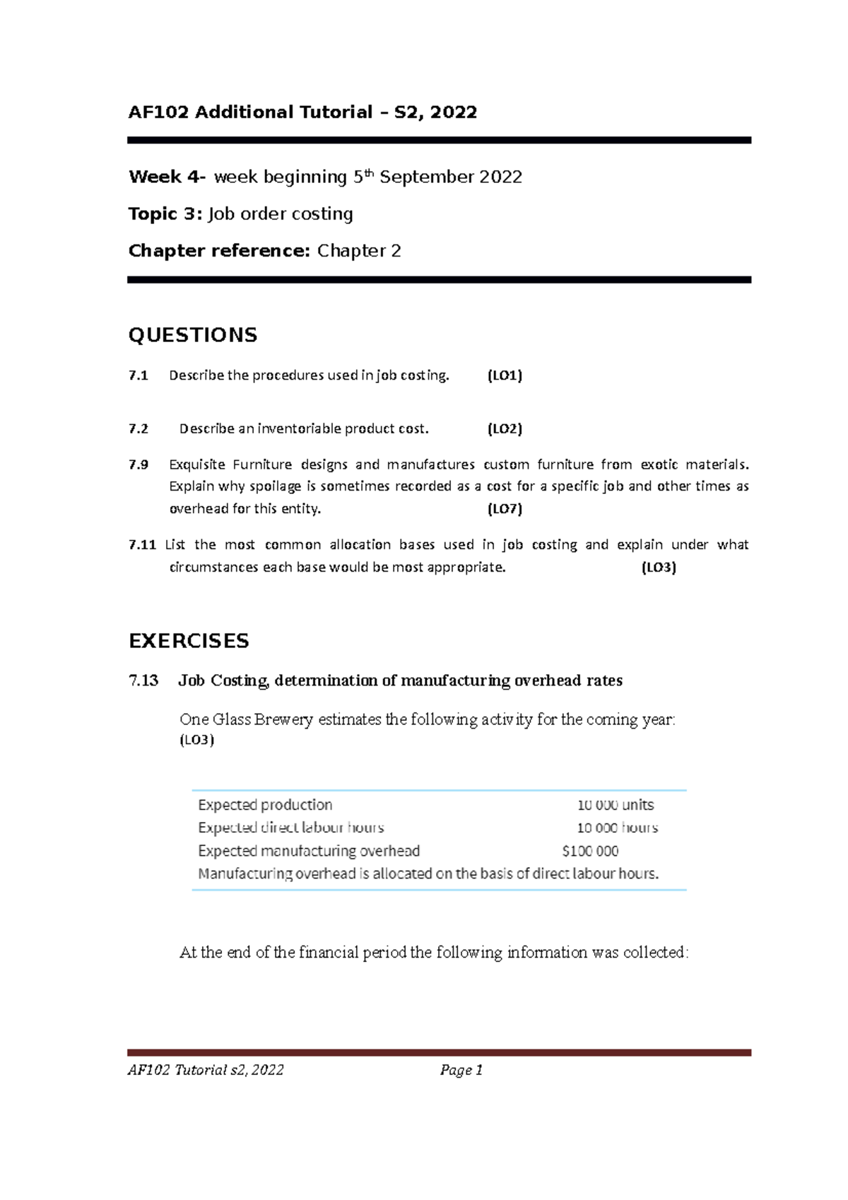 Topic 3 Tutorial Questions - AF102 Additional Tutorial – S2, 2022 Week ...