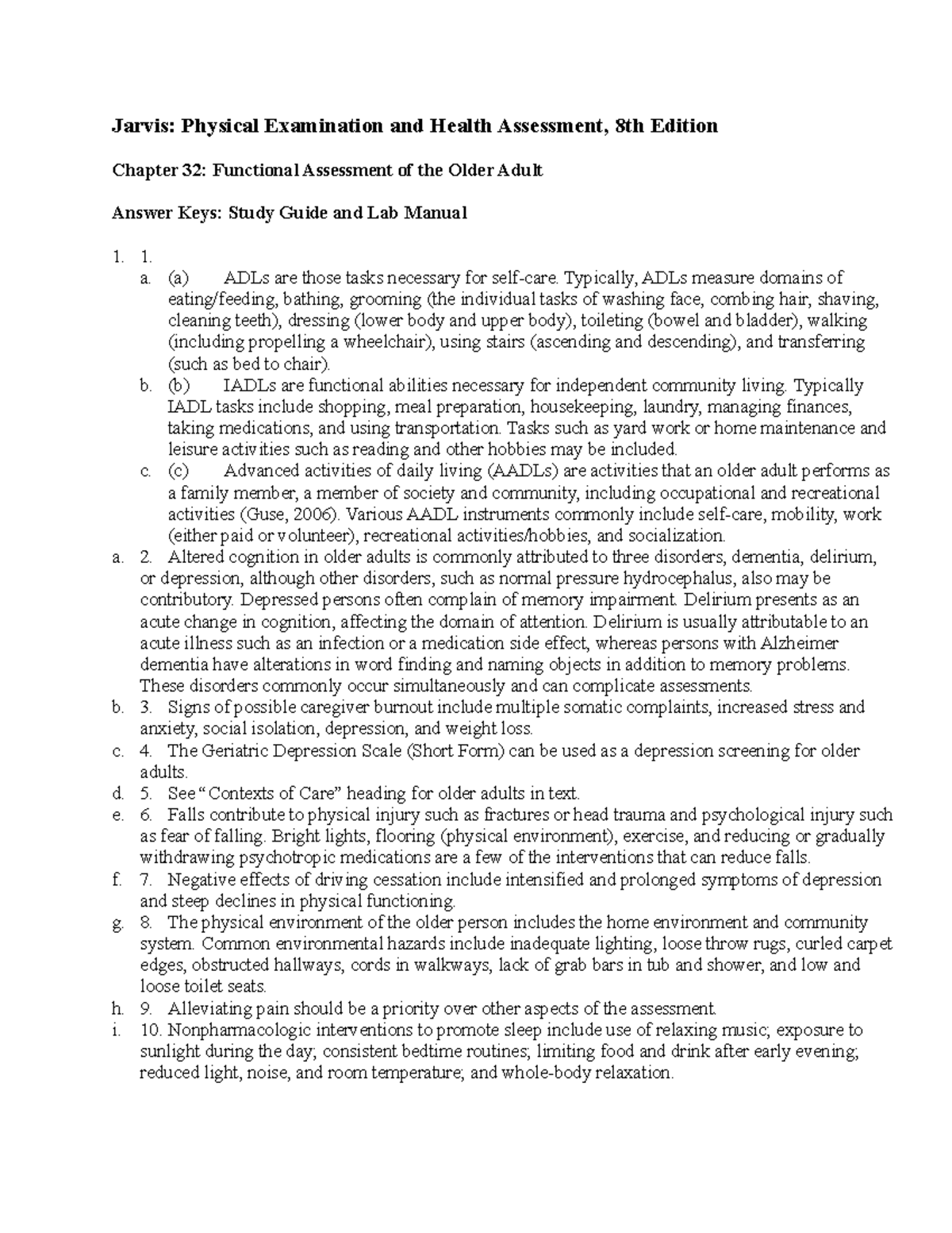 Chapter 32- Functional Assessment of the Older Adult - Jarvis: Physical ...