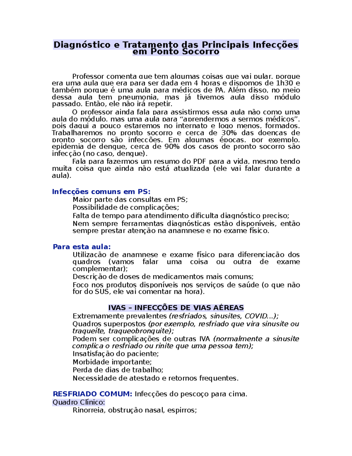 Diagnóstico e Tratamento das Principais Infecções em Ponto Socorro ...