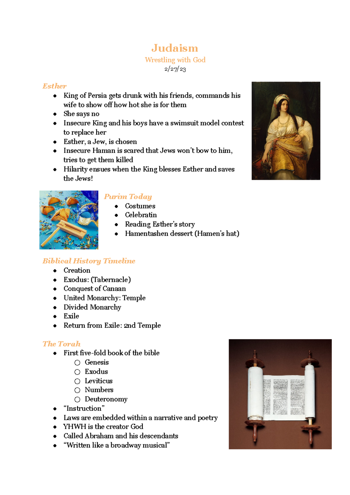 Judaism - Wrestling with God - Lecture Notes (Unit 1) - Judaism ...