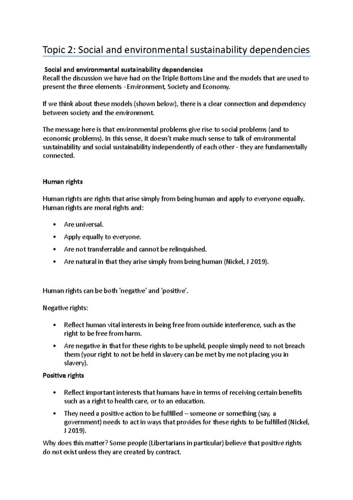 Topic 2- Social and environmental sustainability dependencies - If we ...