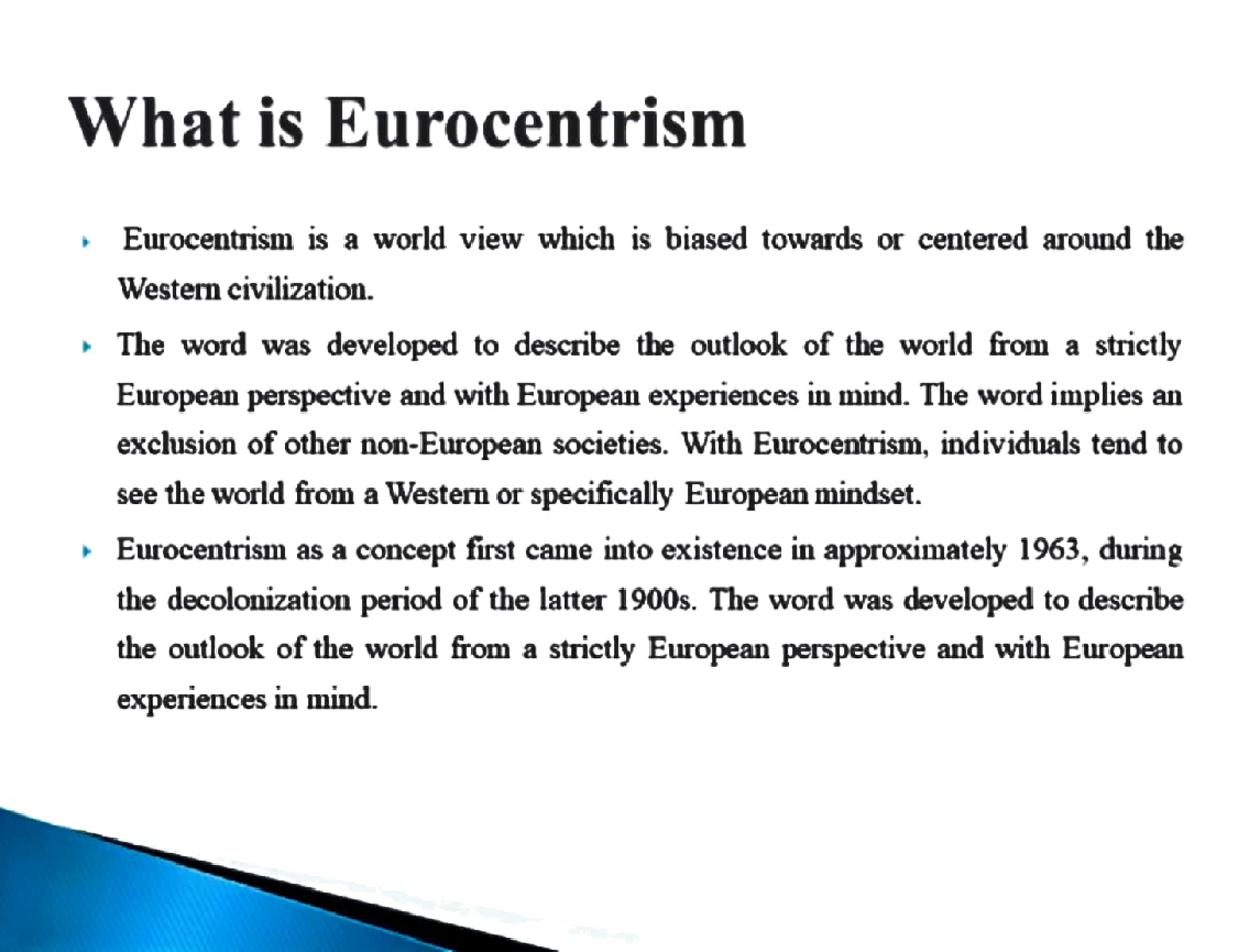 Eurocentrism and its various elements - What is Eurolcentrism Ew ...