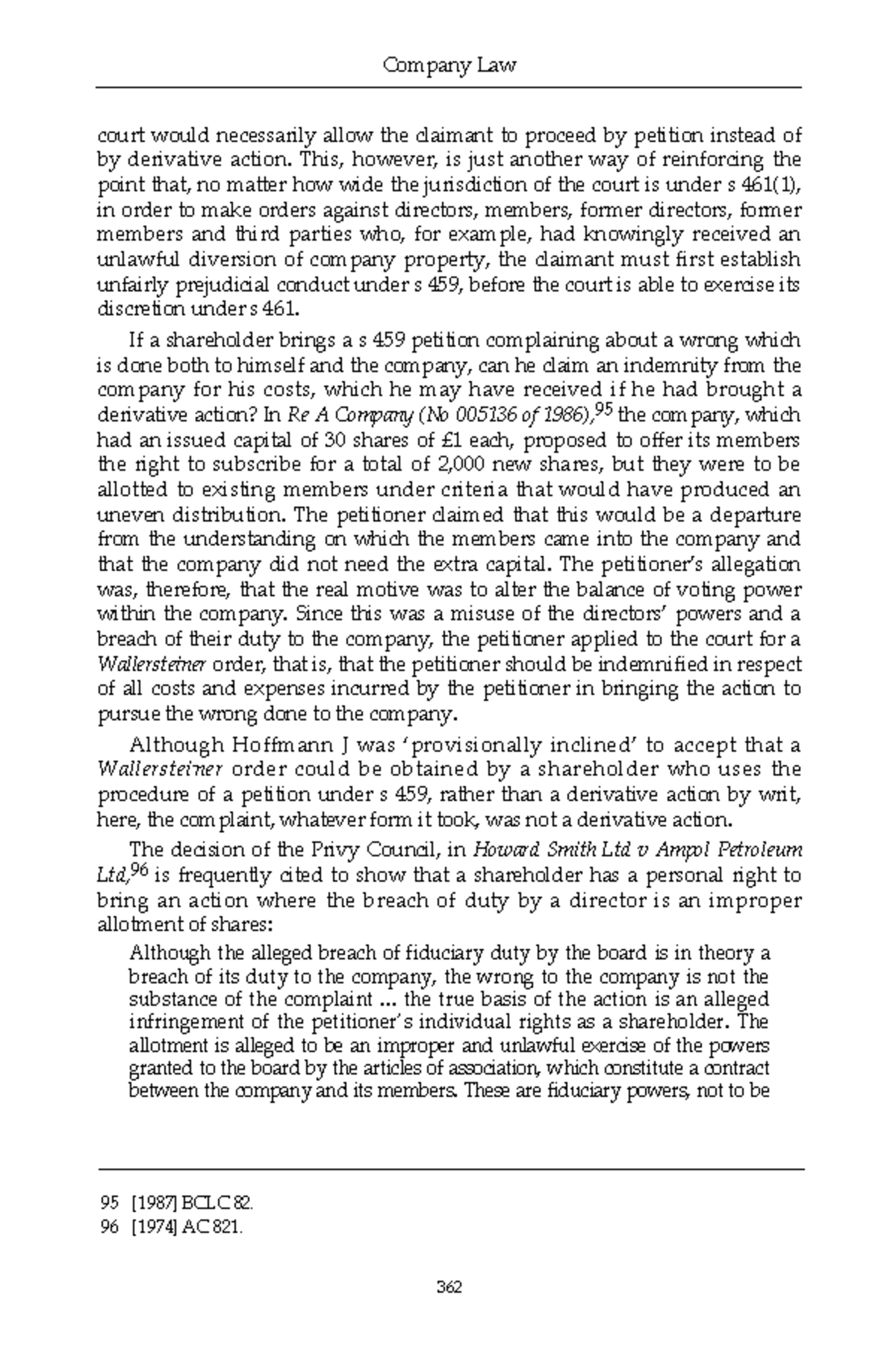 Company Law (79) - political science - court would necessarily allow ...