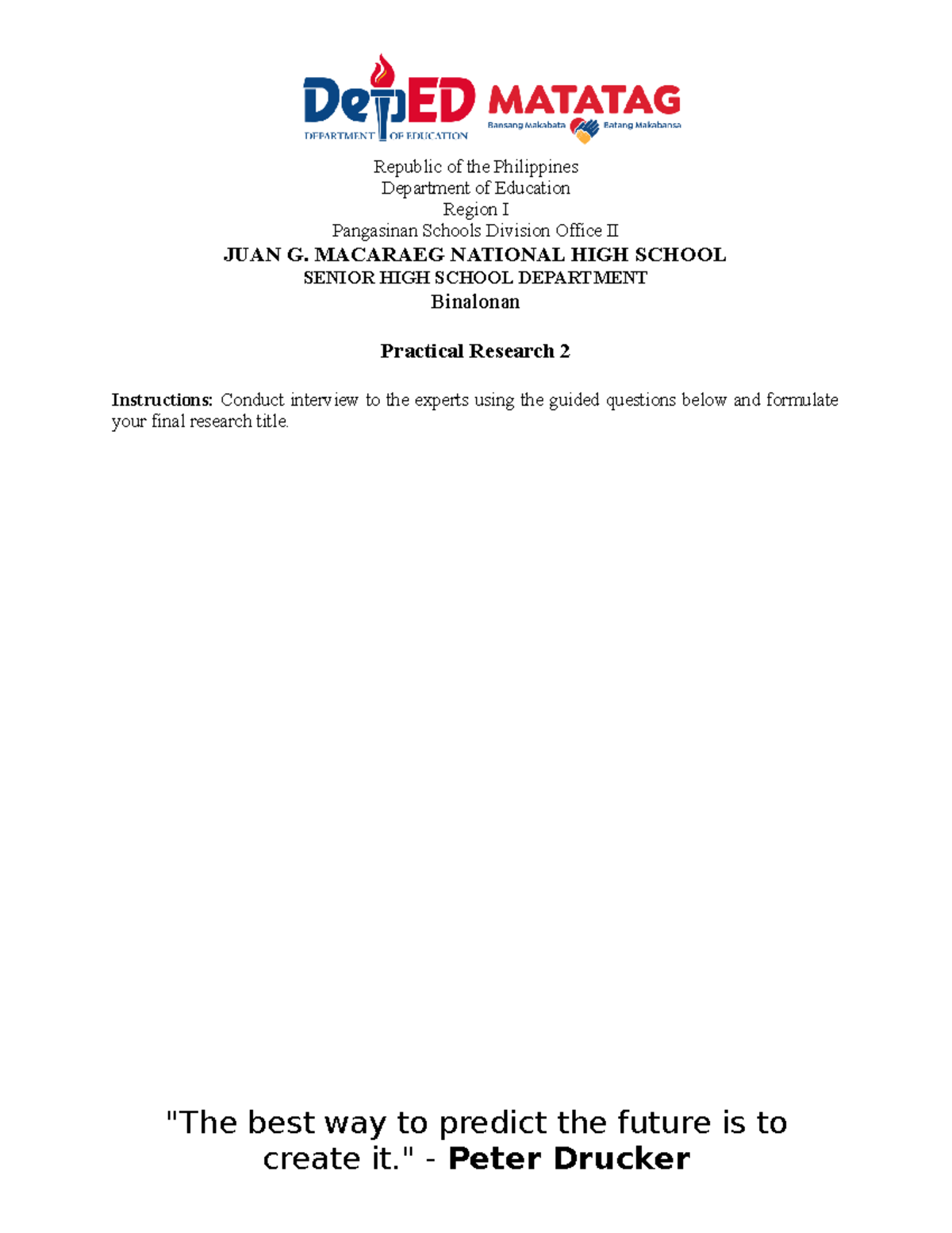 Critiquing-research-titles - Republic of the Philippines Department of ...