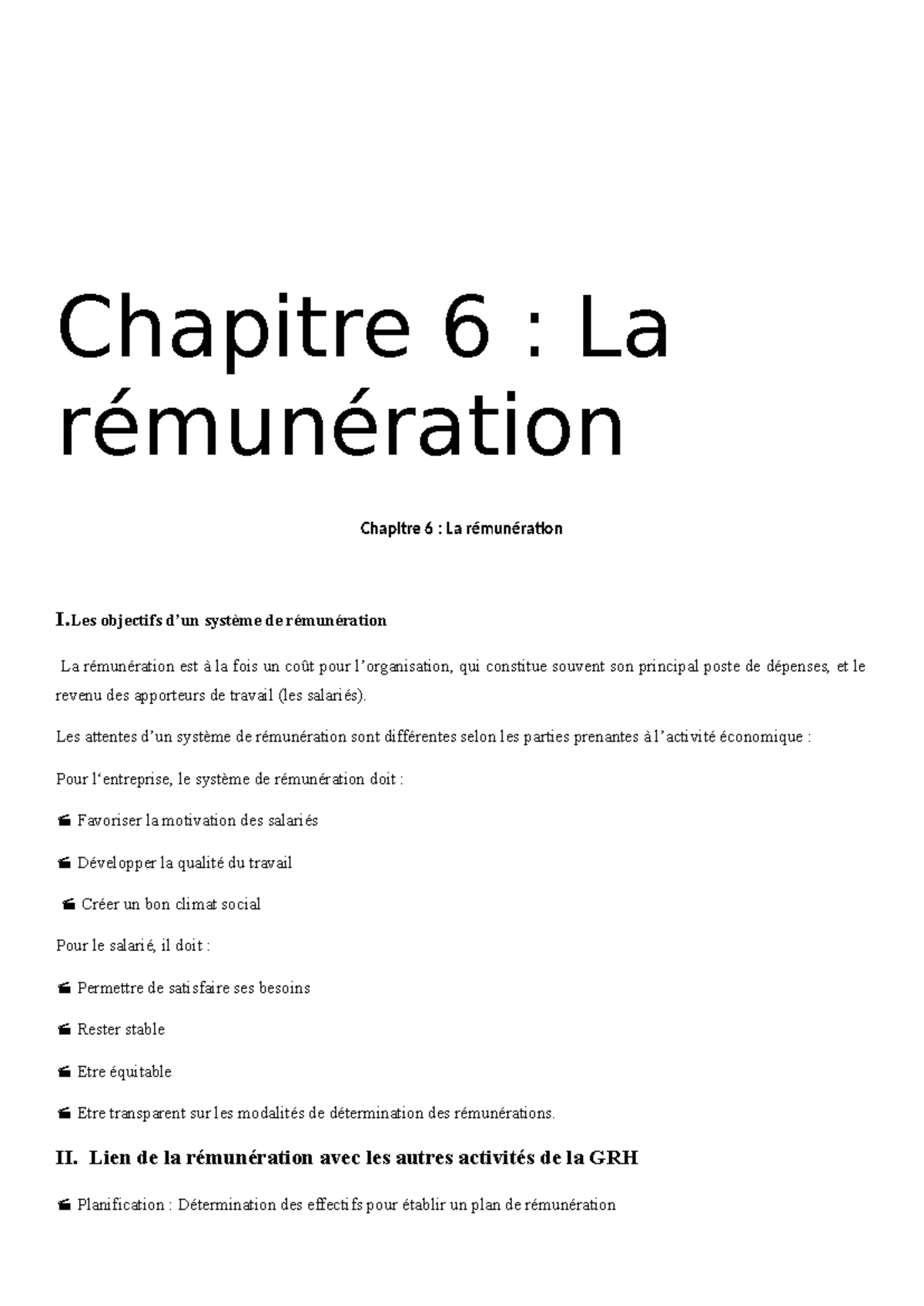 Chapitre 6 remunération - Chapitre 6 : La rémunération Chapitre 6 : La ...