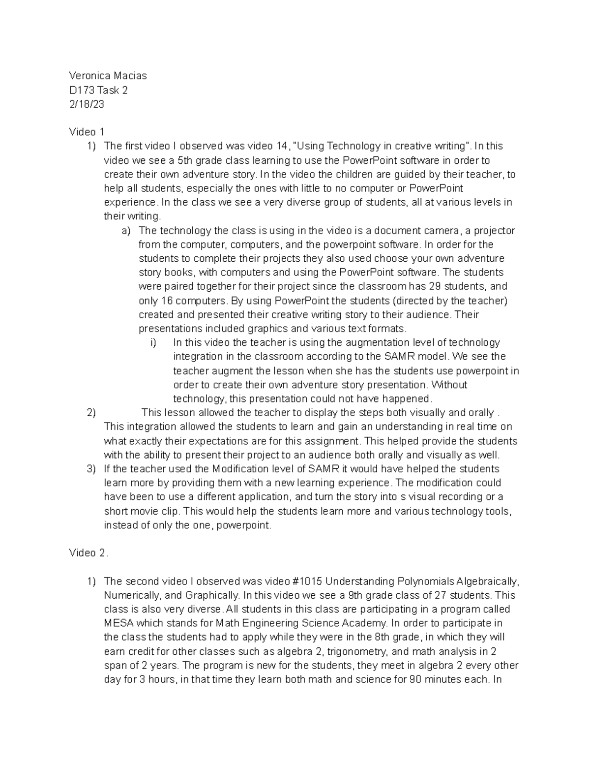 module notebook 2 d 173 - Veronica Macias D173 Task 2 2/18/ Video 1 1 ...