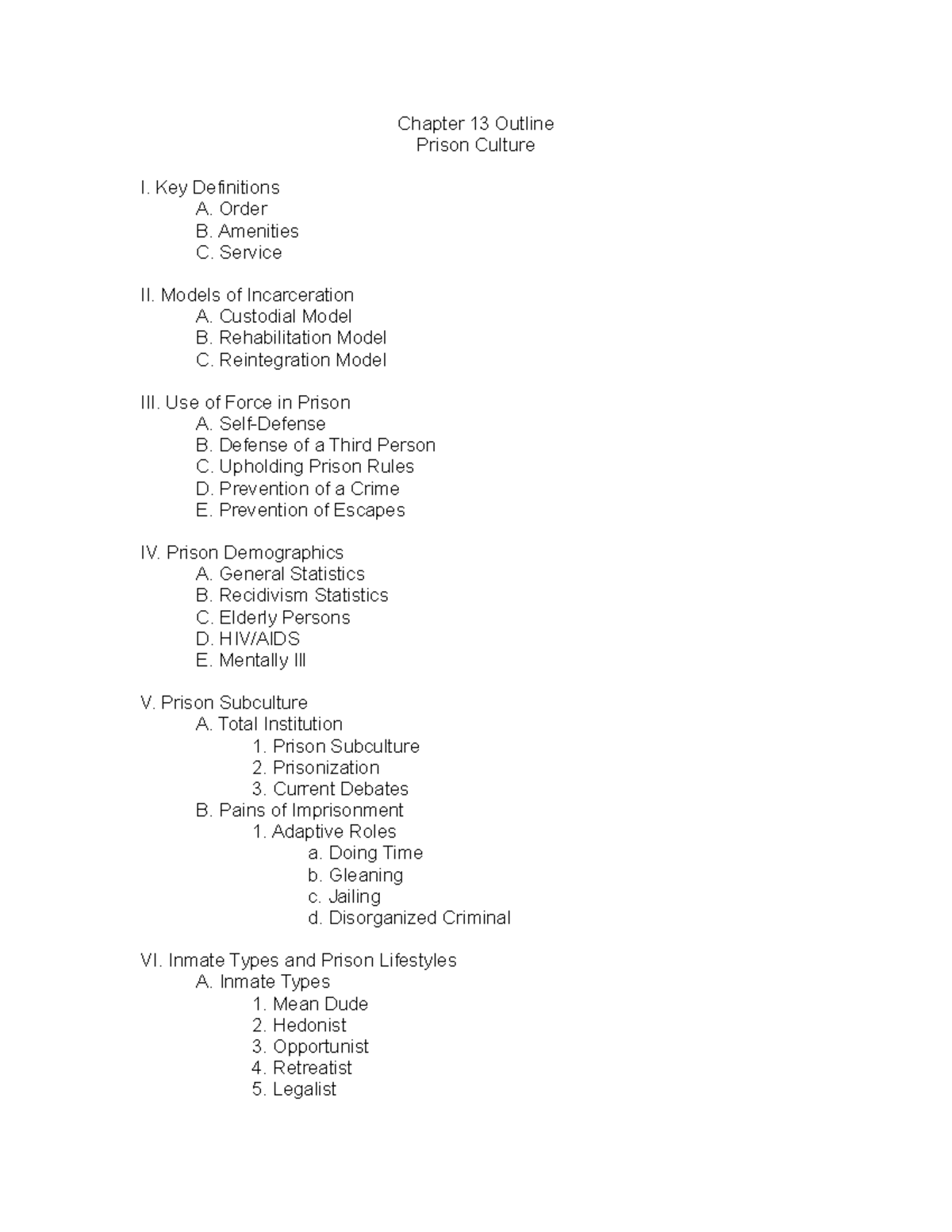 Chapter 13 Outline - These are notes from the class that came directly ...