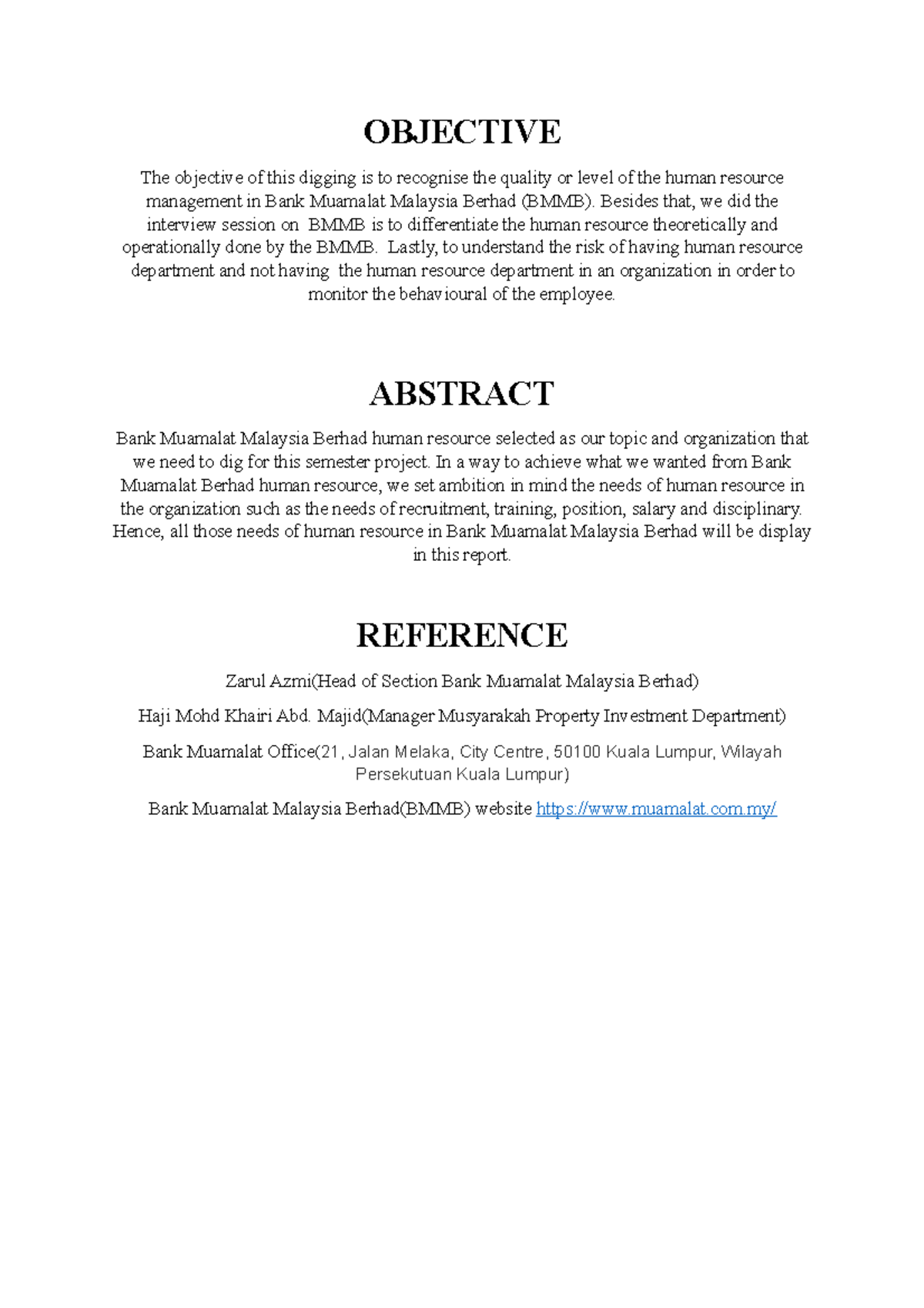 Abstract POM - OBJECTIVE The objective of this digging is to recognise ...