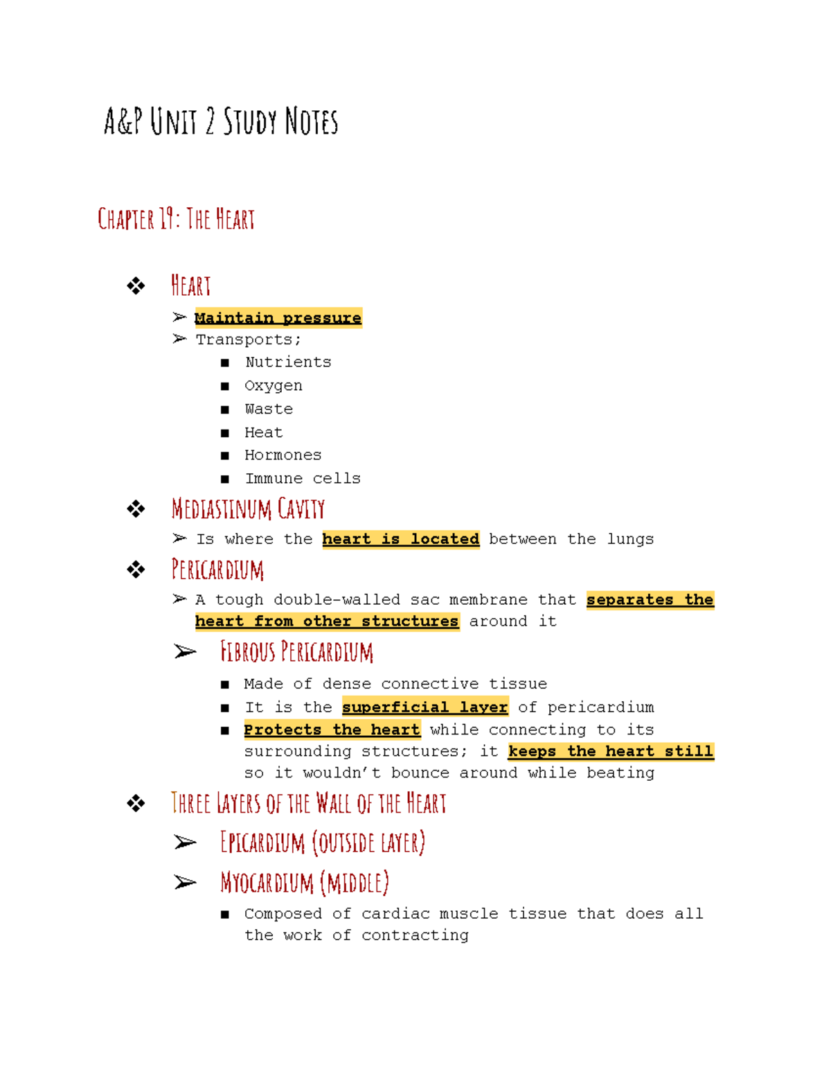 Aand P Unit 2 Study Notes - A&P Unit 2 Study Notes Chapter 19: The ...