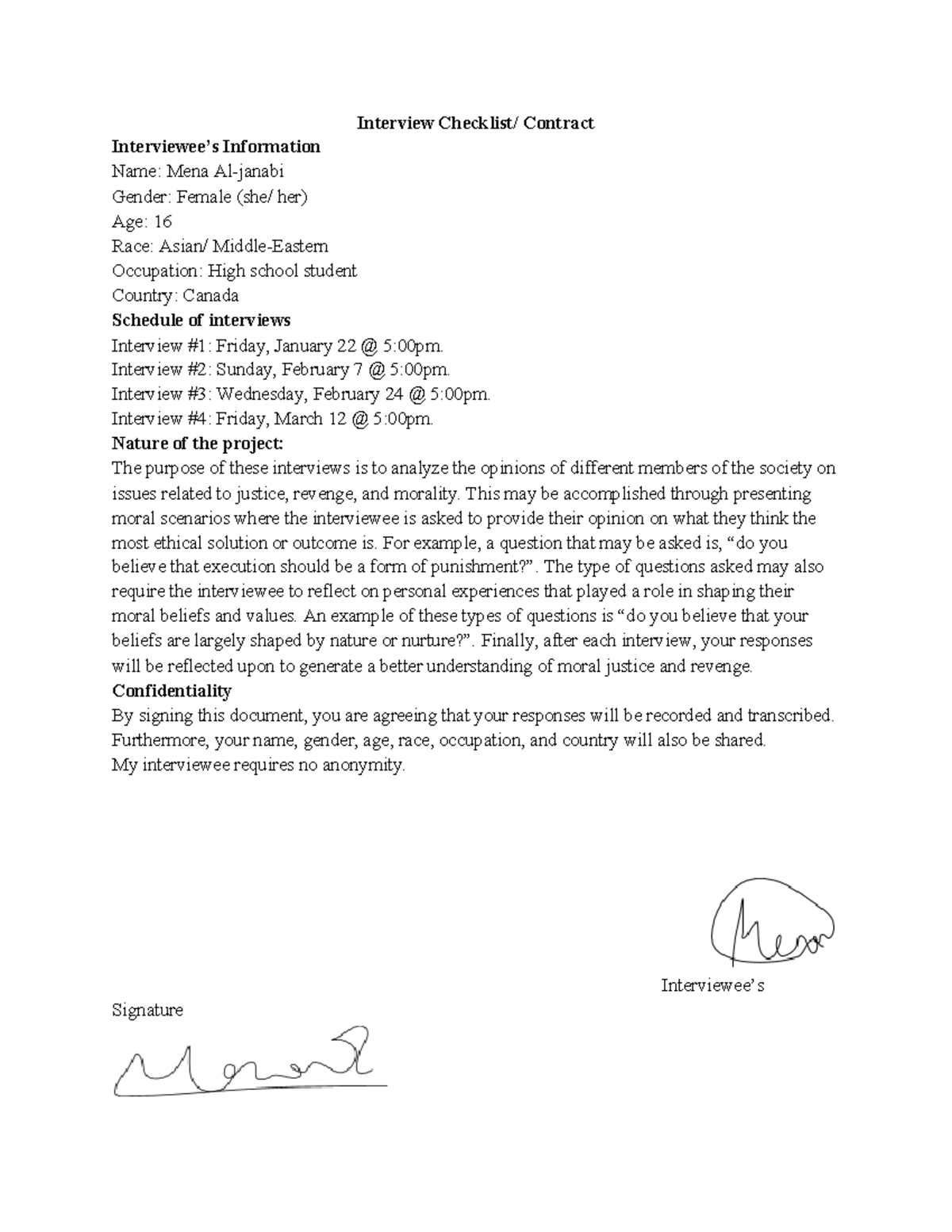 Interview Checklist - lec - Interview Checklist/ Contract Interviewee’s ...