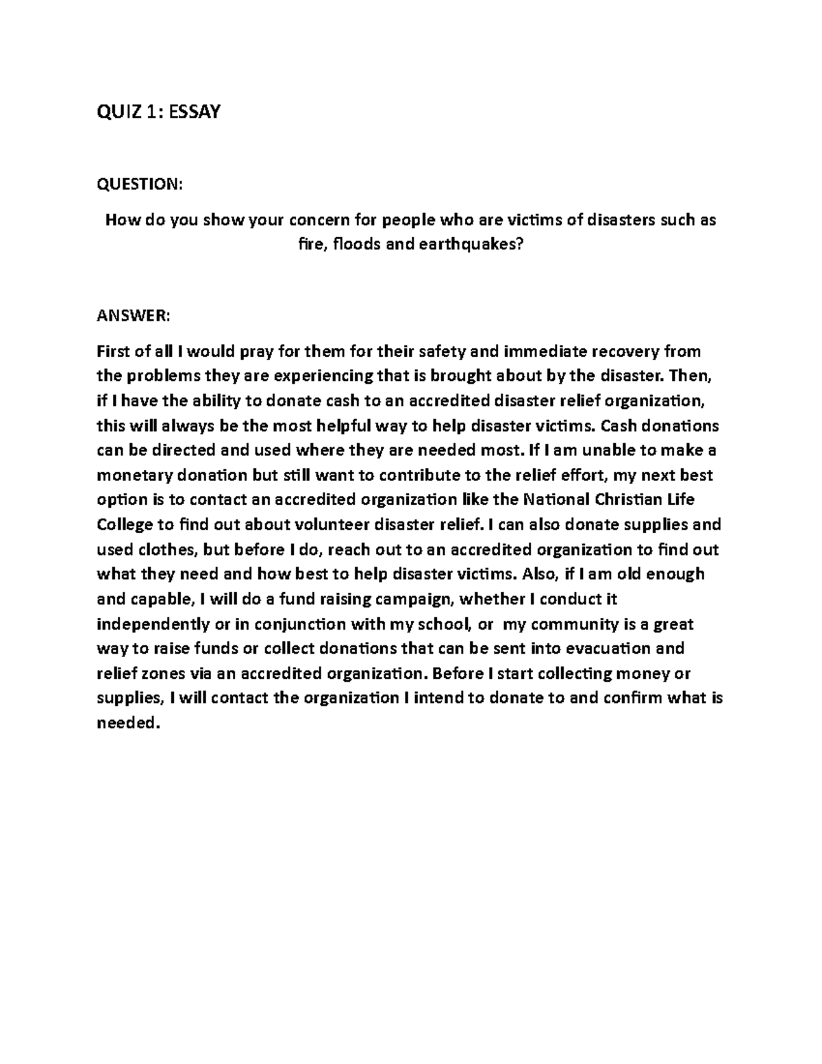 QUIZ 1 Analyzing A Story on English Literatures - QUIZ 1: ESSAY ...