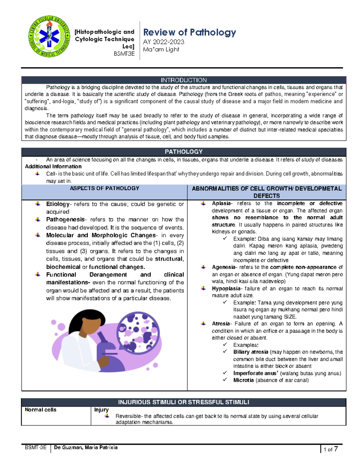Review Of Pathology Lecture Histopathologic And Cytologic Technique