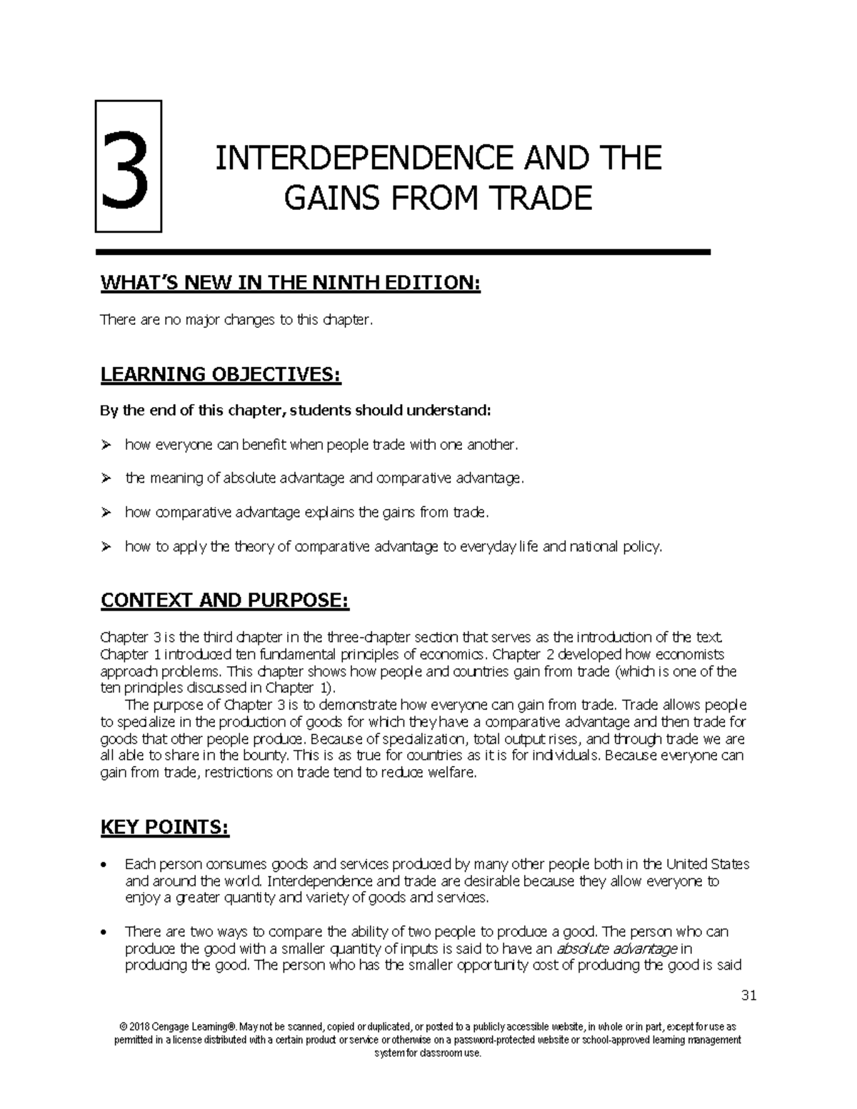 Economic chapter 3 International trade and gain - 31 © 2018 Cengage ...