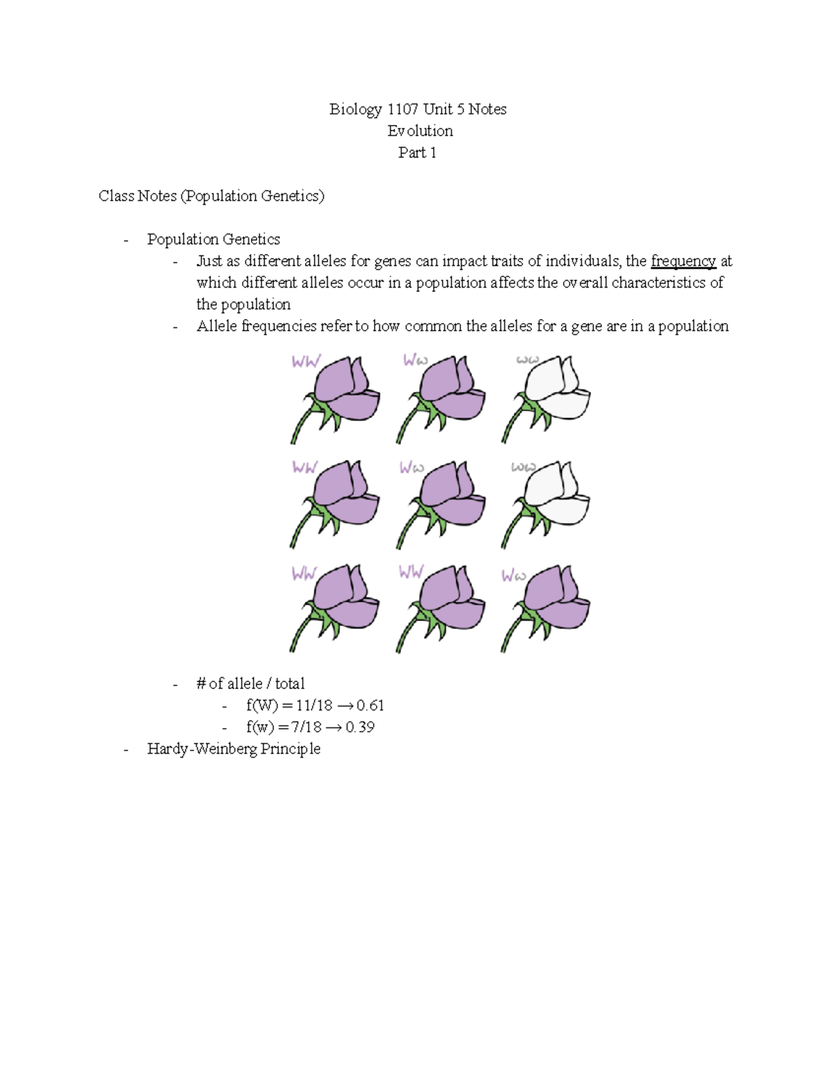 Biology 1107 Unit 5 Notes Part 1 - Biology 1107 Unit 5 Notes Evolution ...