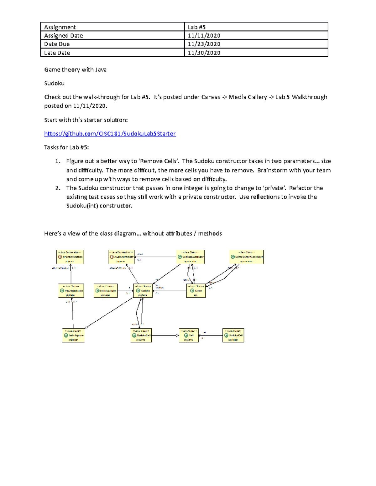 Lab#5 - Assignment Lab Assigned Date 11/11/ Date Due 11/23/ Late Date ...