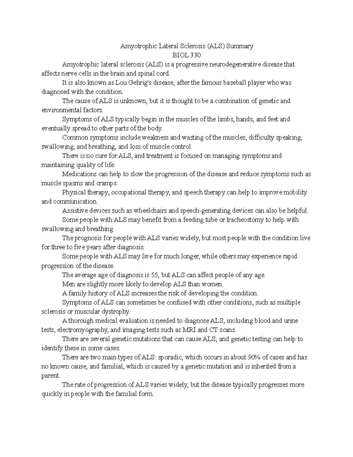 Amyotrophic lateral sclerosis (ALS) Summary - It is also known as Lou ...