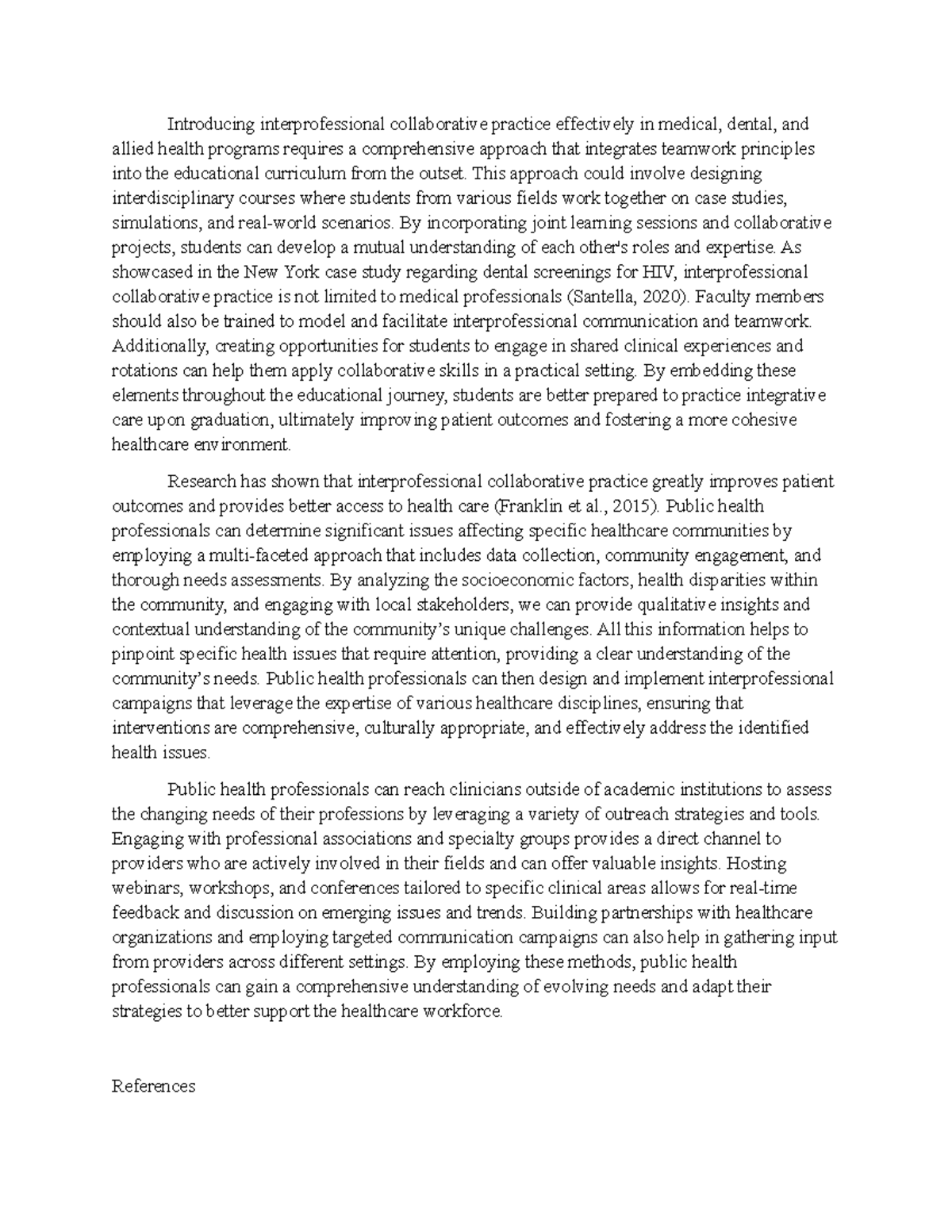 Module 6 Discussion - Introducing interprofessional collaborative ...