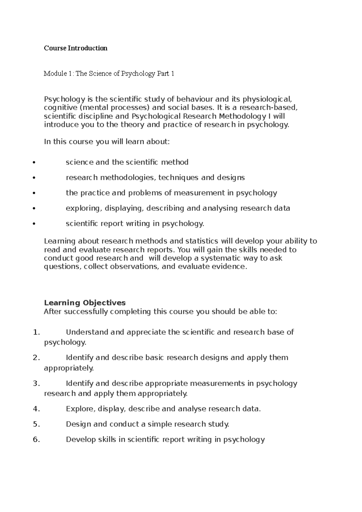 EDGE.EDX Notes MOD 1-7 - Course Introduction Module 1: The Science of ...