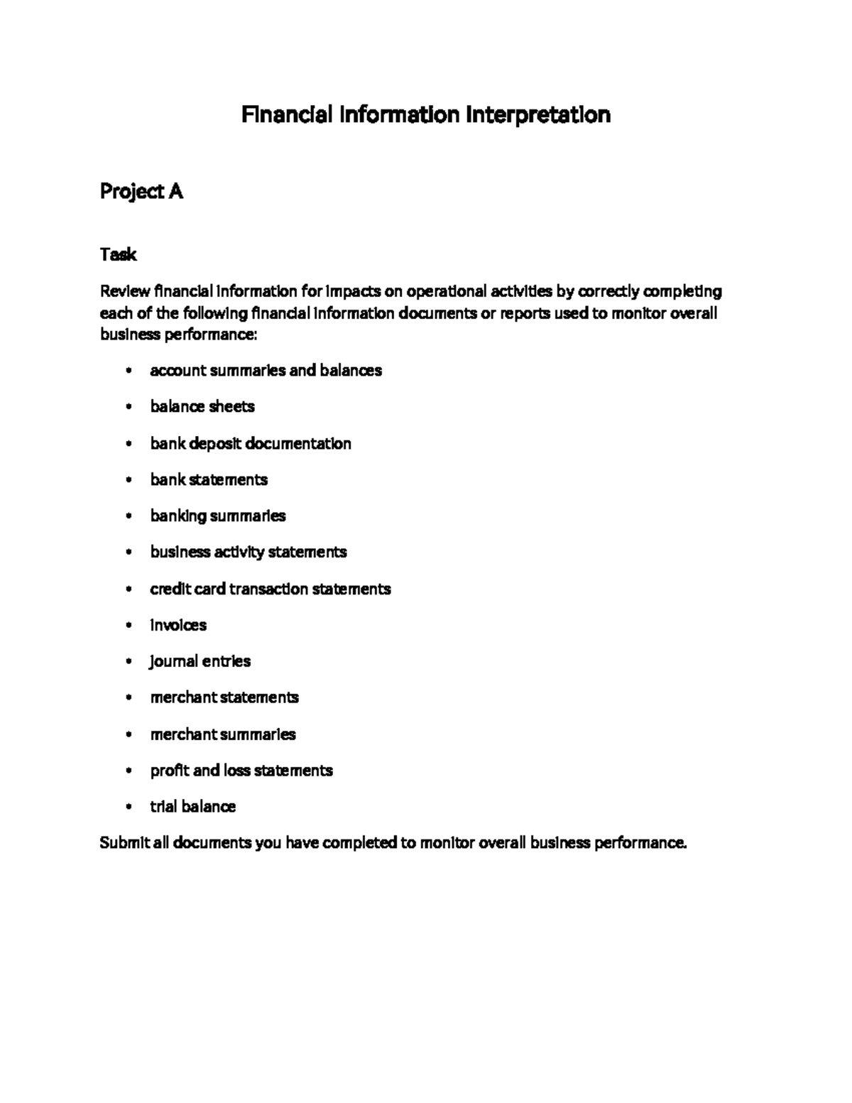 Project ABC Questions - Financial Information Interpretation - Project ...