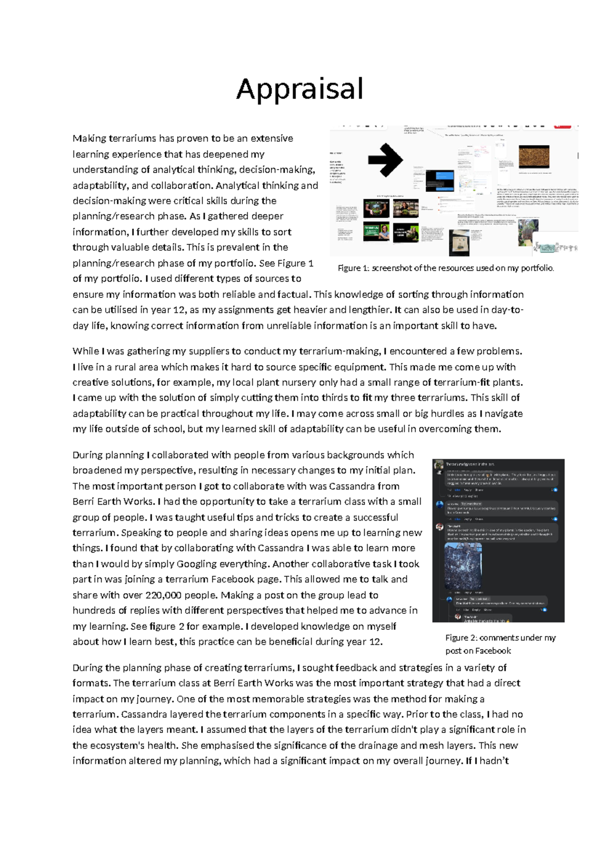 206906 J 2AIF10 AT3 Appraisal - Appraisal Making terrariums has proven ...