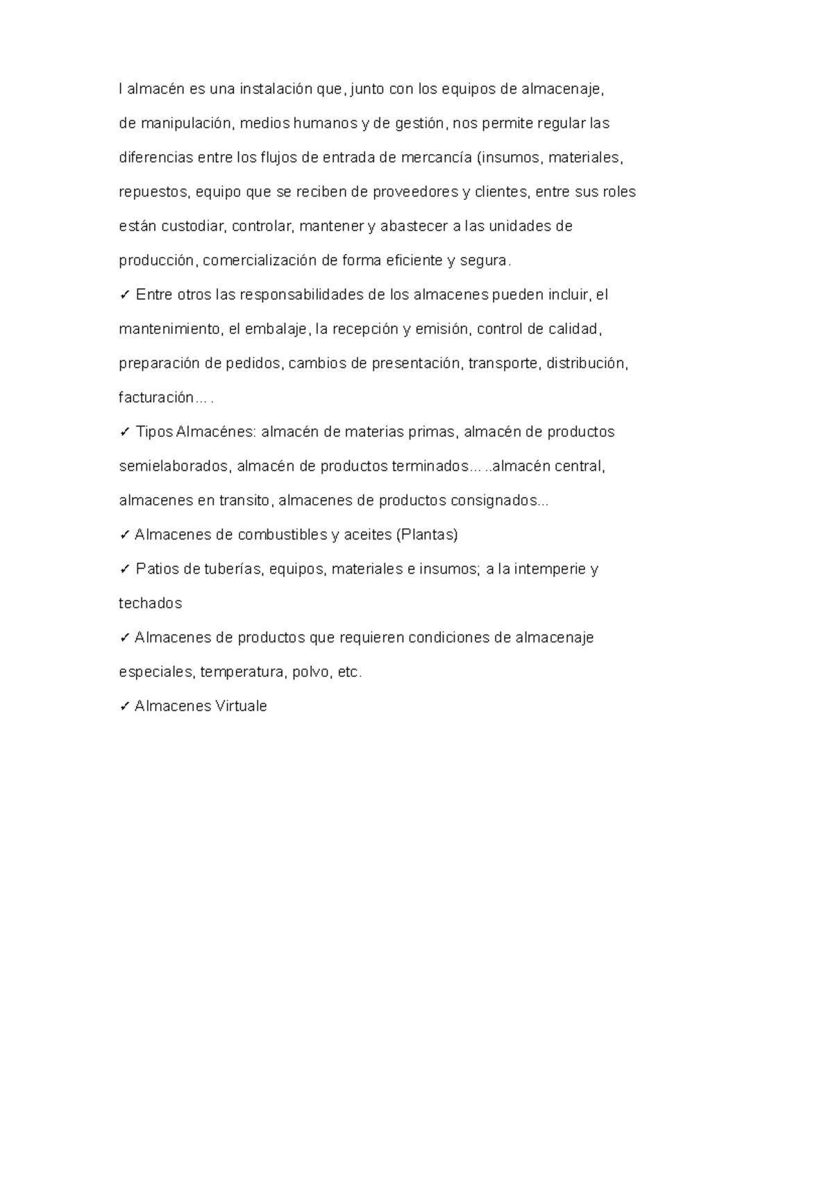 Alamacen - almacen - l almacén es una instalación que, junto con los ...