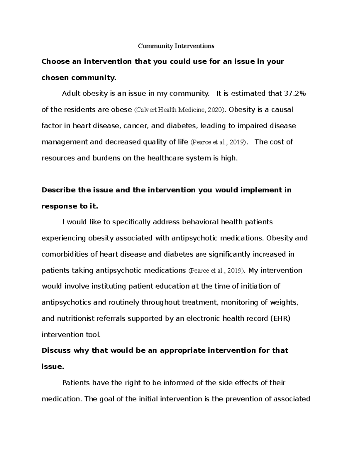 Community Intervention 1 - Community Interventions Choose an ...