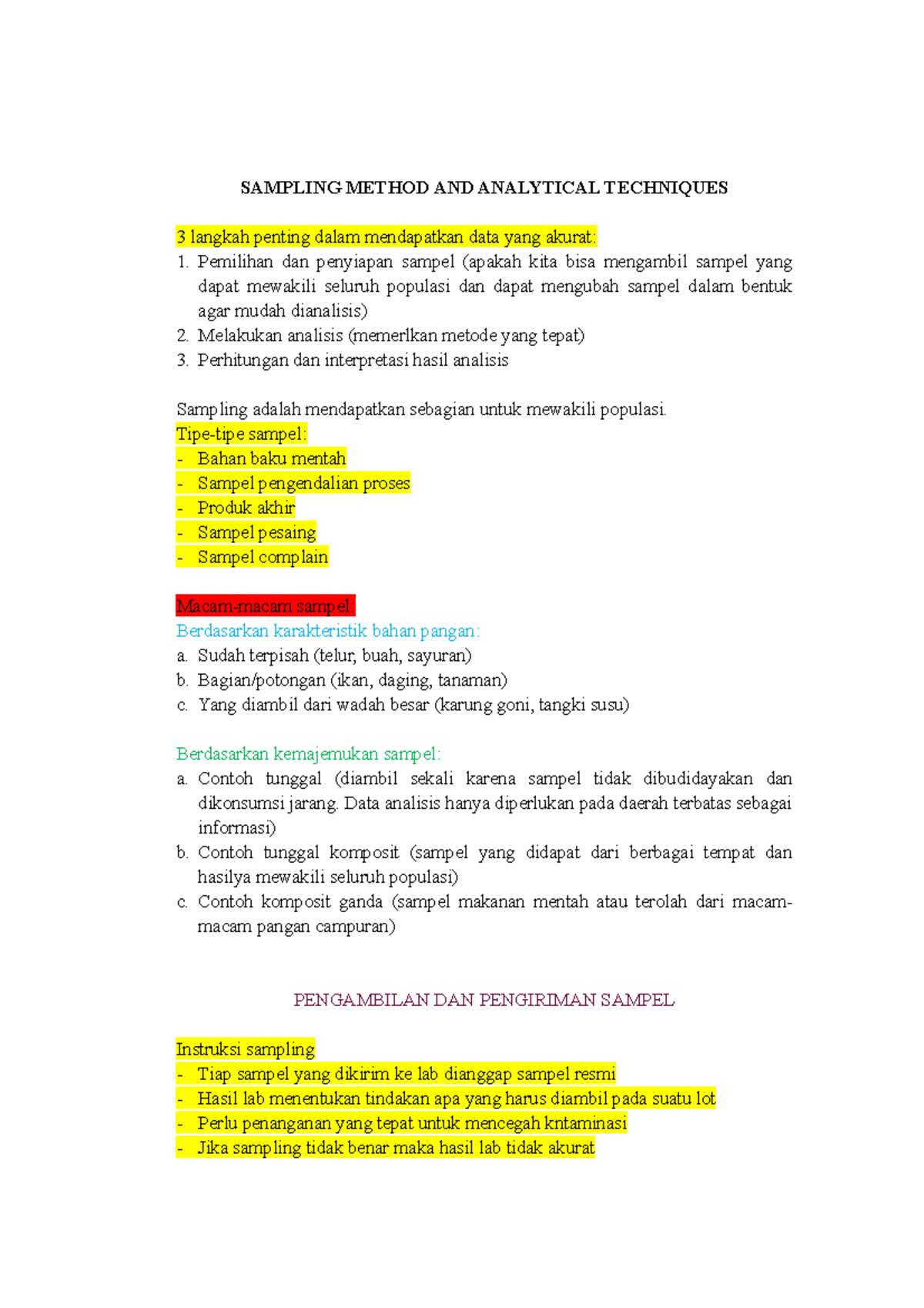 Sampling Method AND Analytical Techniques - SAMPLING METHOD AND ANALYTICAL TECHNIQUES 3 langkah ...
